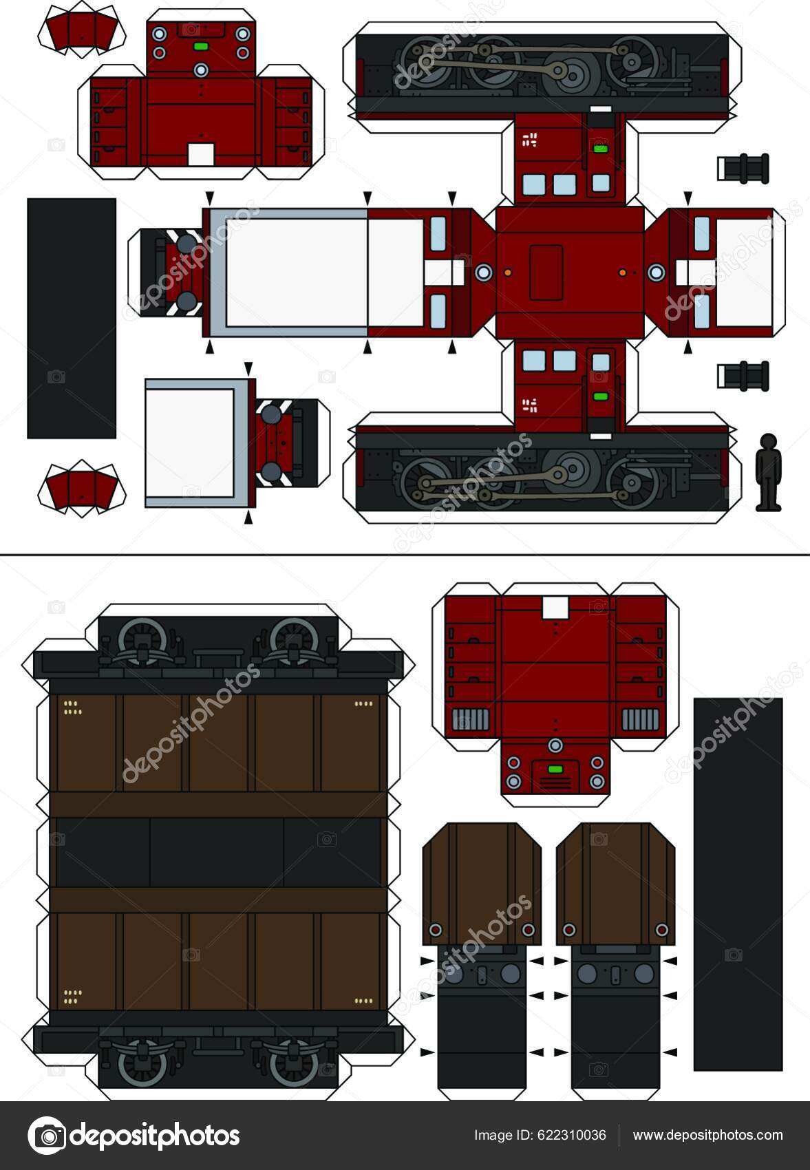 Paper Model Old Freight Diesel Train Vector de stock por ©YAY_Images ...
