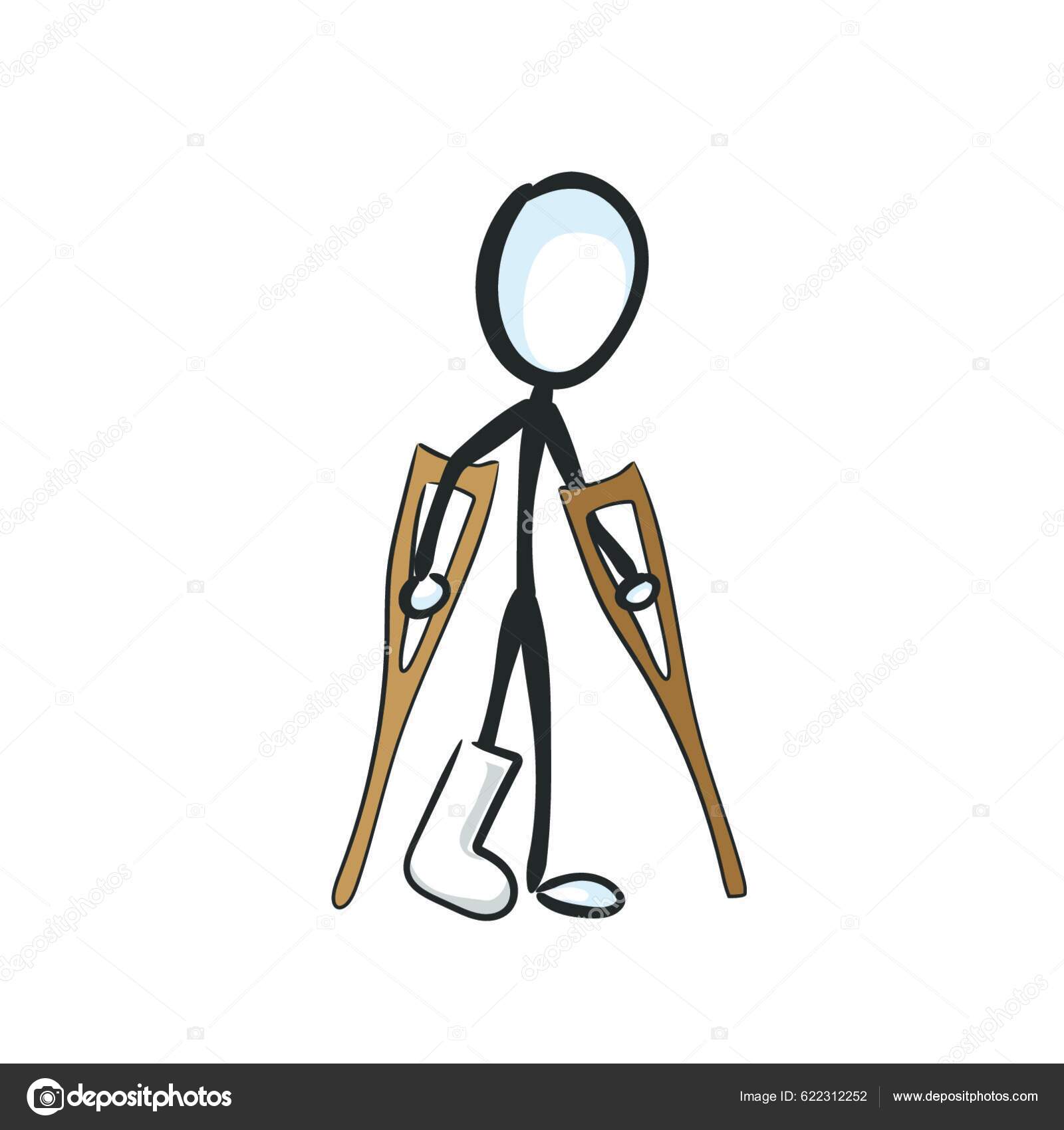 Broken Leg Gypsum Vector Simple Handicap Physically Disable Person ...