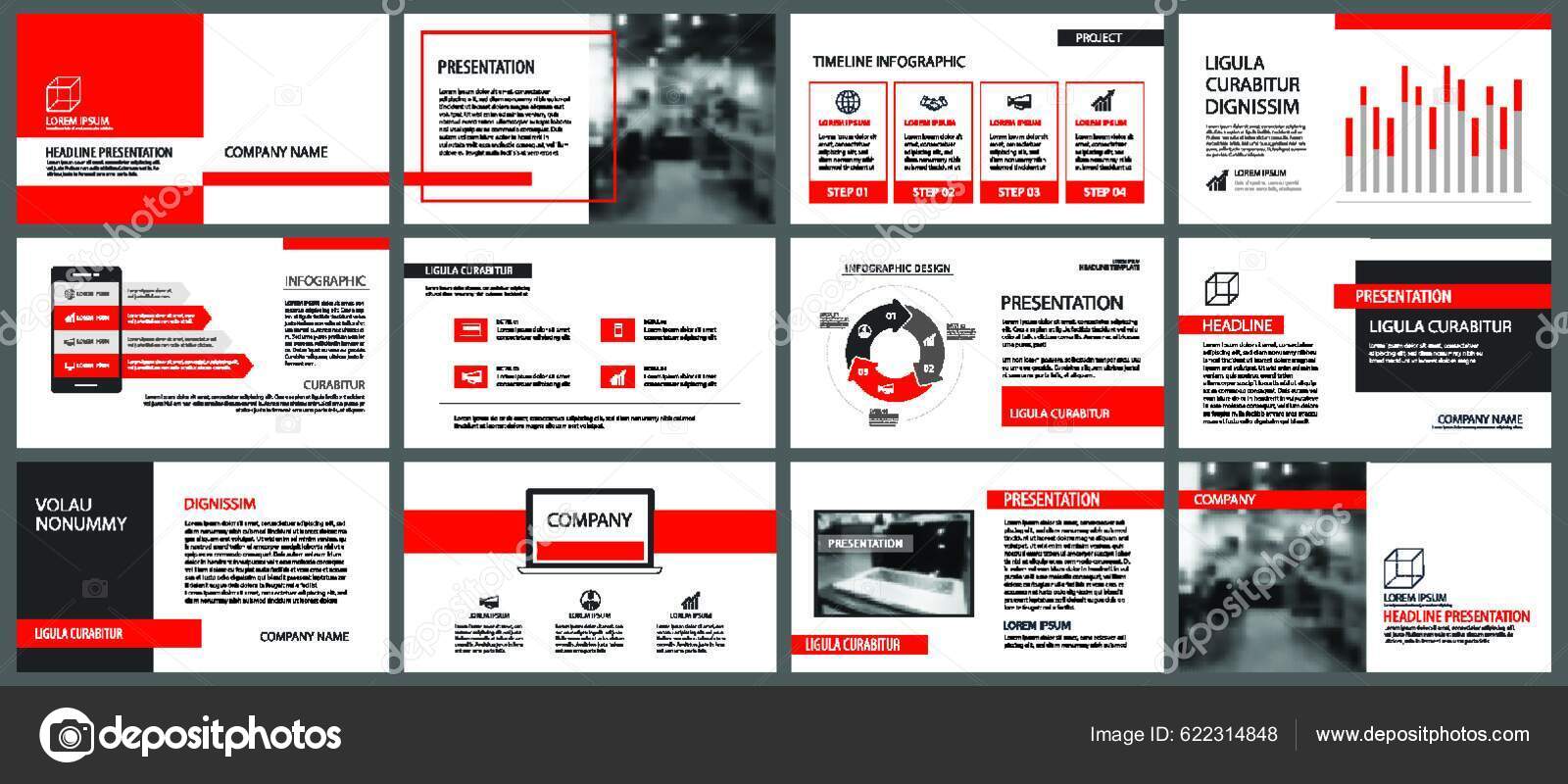Red Presentation Templates Slide Show Background Infographi Stock ...