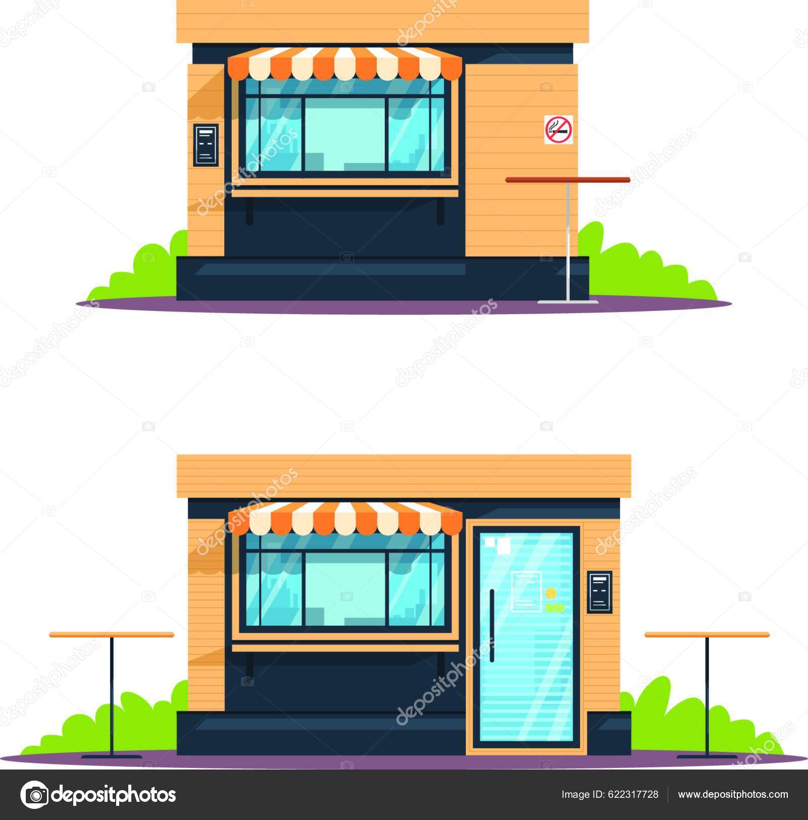 Outdoor Snackbar Semi Flat Rgb Color Vector Illustrations Set Stock ...