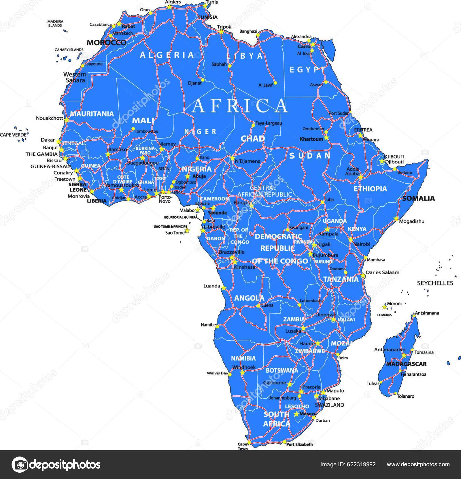 Illustration Africa Road Map Vector de stock por ©YAY_Images 622319992