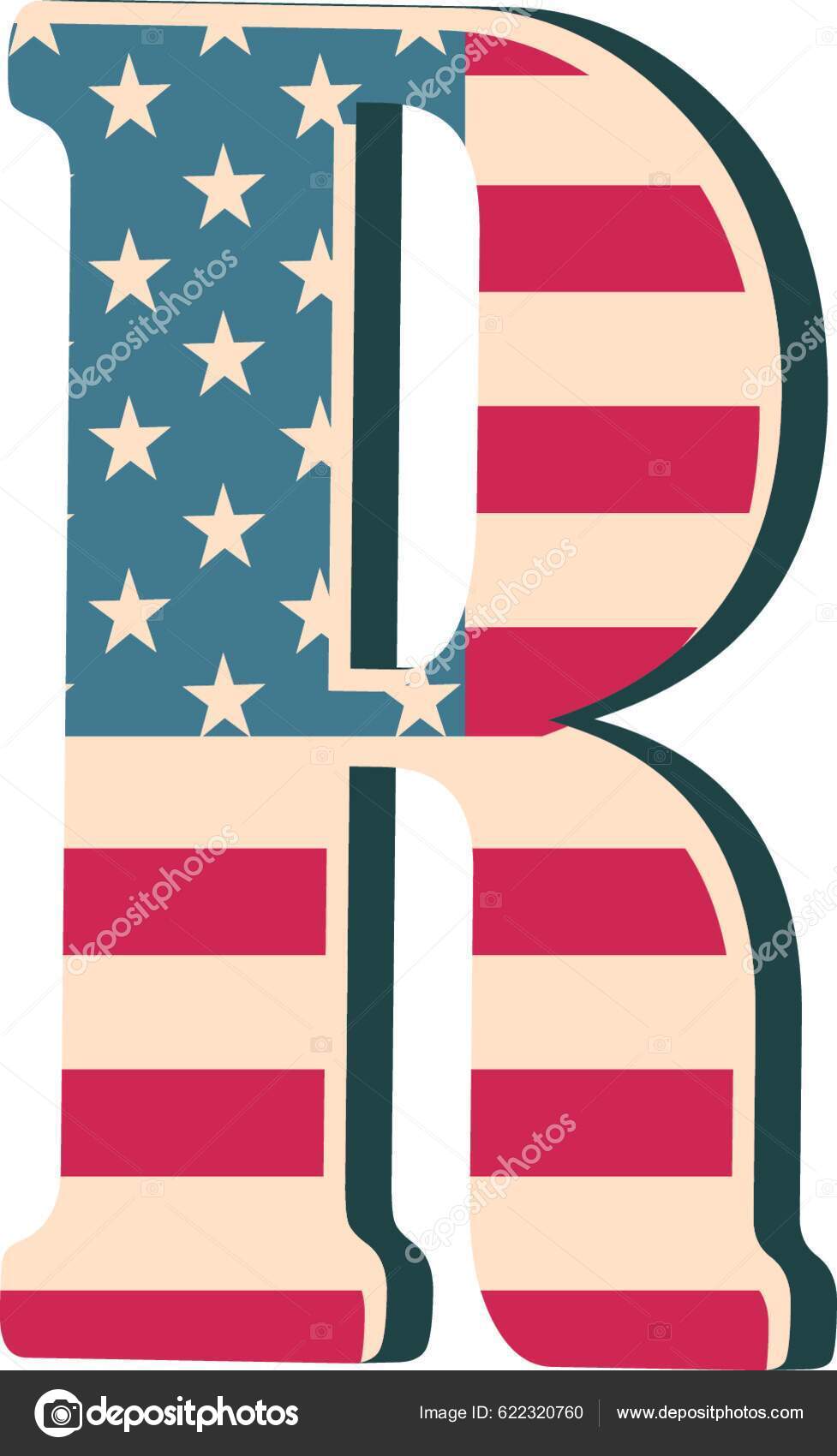 Capital Letter American Flag Texture Isolated White Background Vector ...