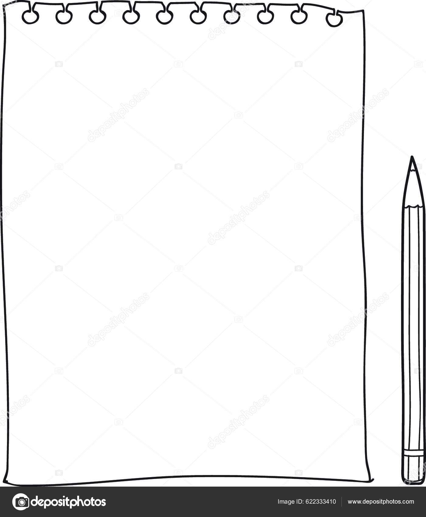 Note Paper Pencil Hand Drawn Background Cute Vector Line Art Stock ...