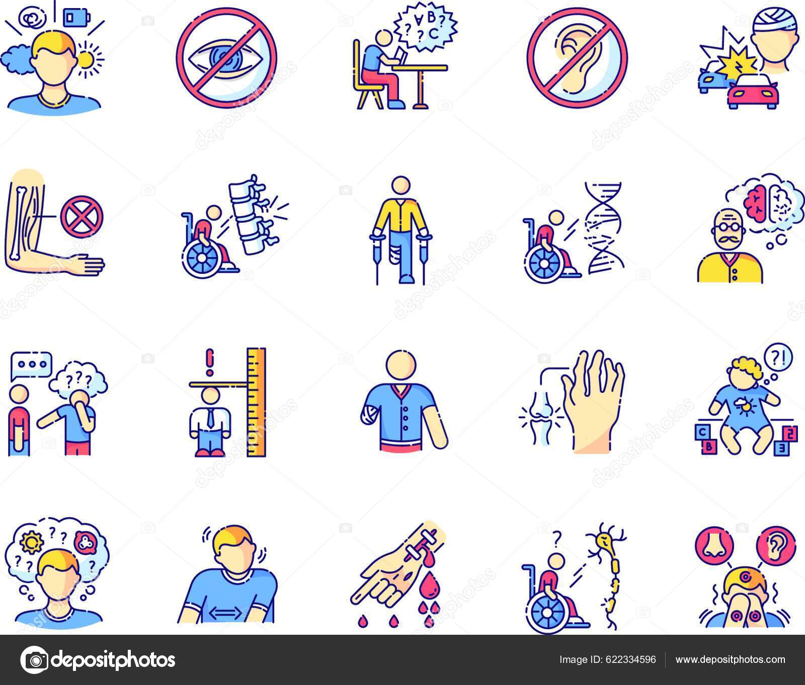 Disability Types Rgb Color Icons Set Stock Illustration by ©YAY_Images ... Disability Types Rgb Color Icons Set Stock Illustration by ©YAY_Images ...
