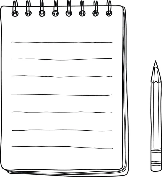 Notebook Blank Paper Pencil Hand Drawn Line Art Vector Stock Vector by ...
