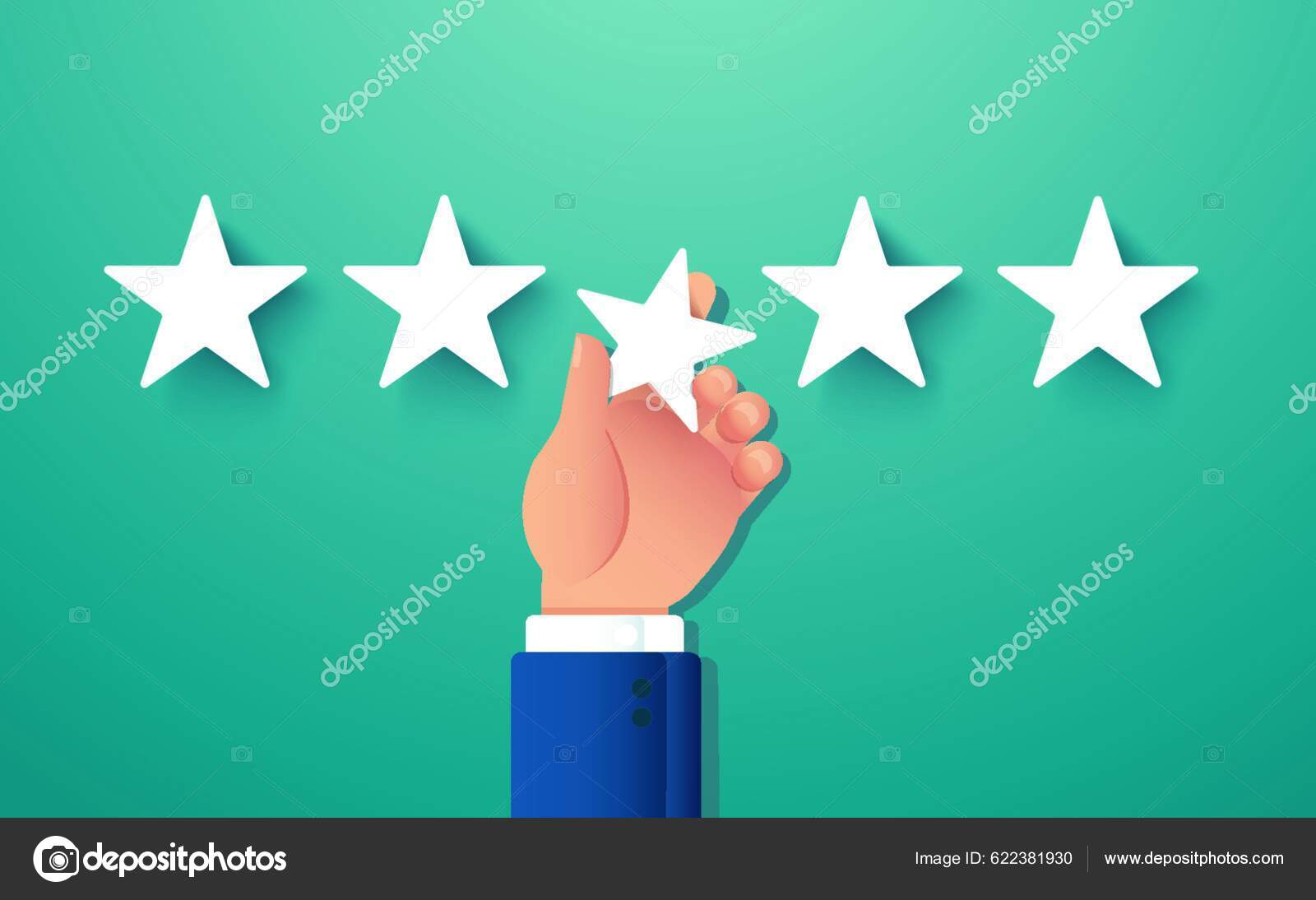 Hand Giving Five Star Rating Feedback Concept Vector Illustration Stock ...