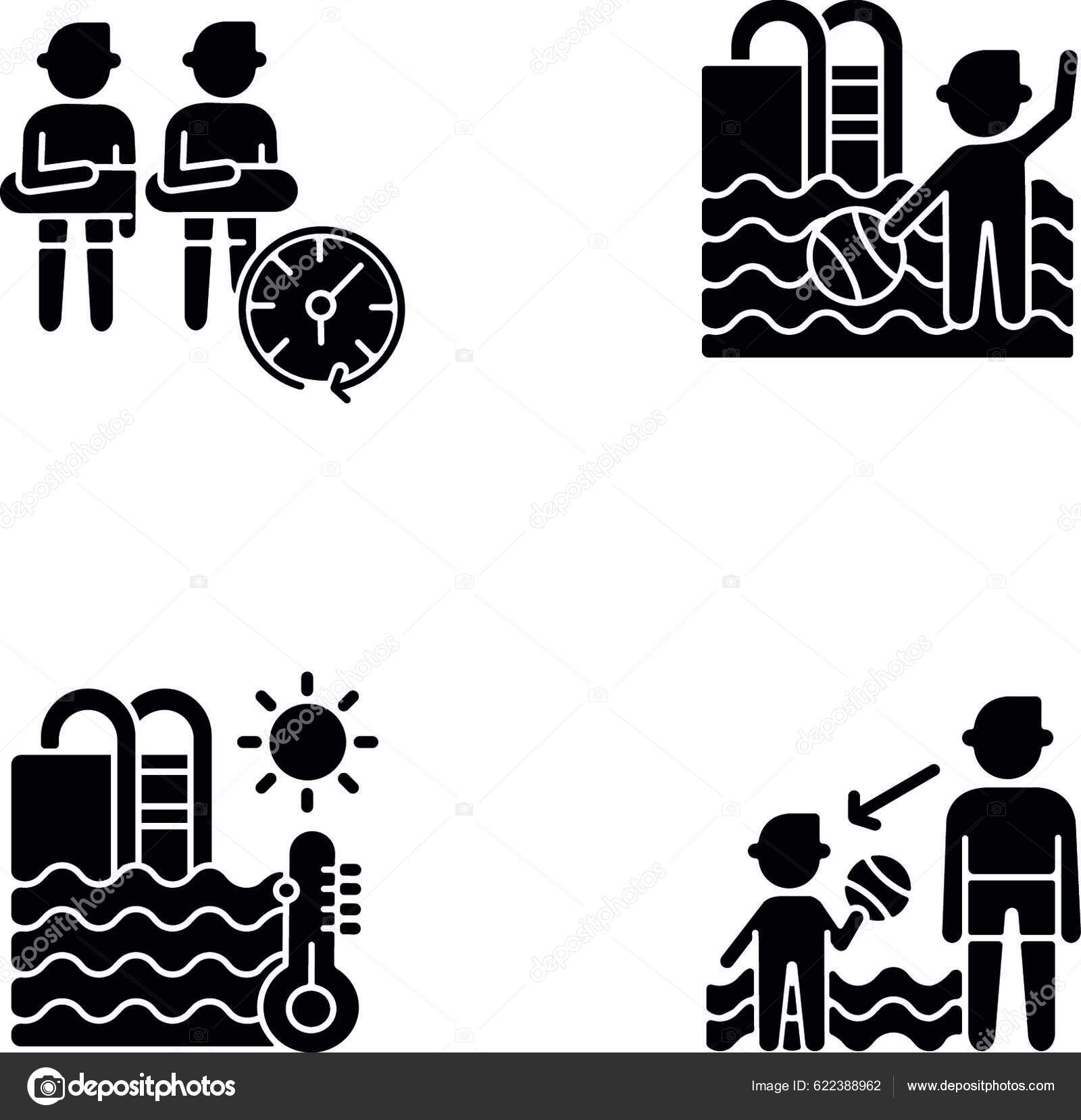 Public Swimming Pool Black Glyph Icons Set White Space Stock Vector ... Public Swimming Pool Black Glyph Icons Set White Space Stock Vector ...