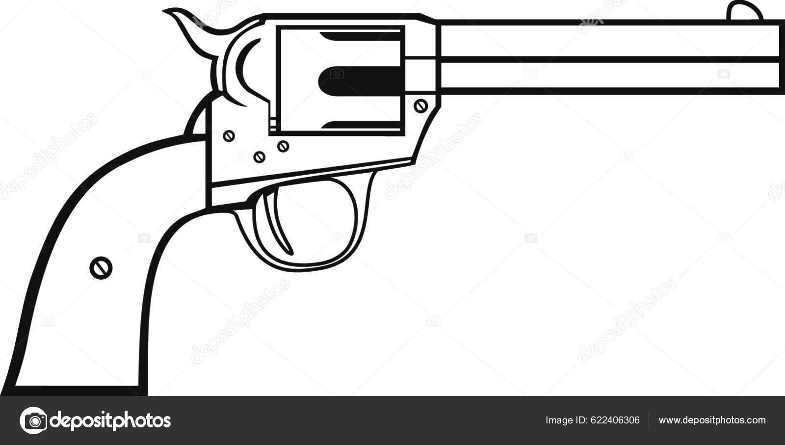 Colt Single Action Revolver Atau Wheel Gun Handgun Side View Vektor ...