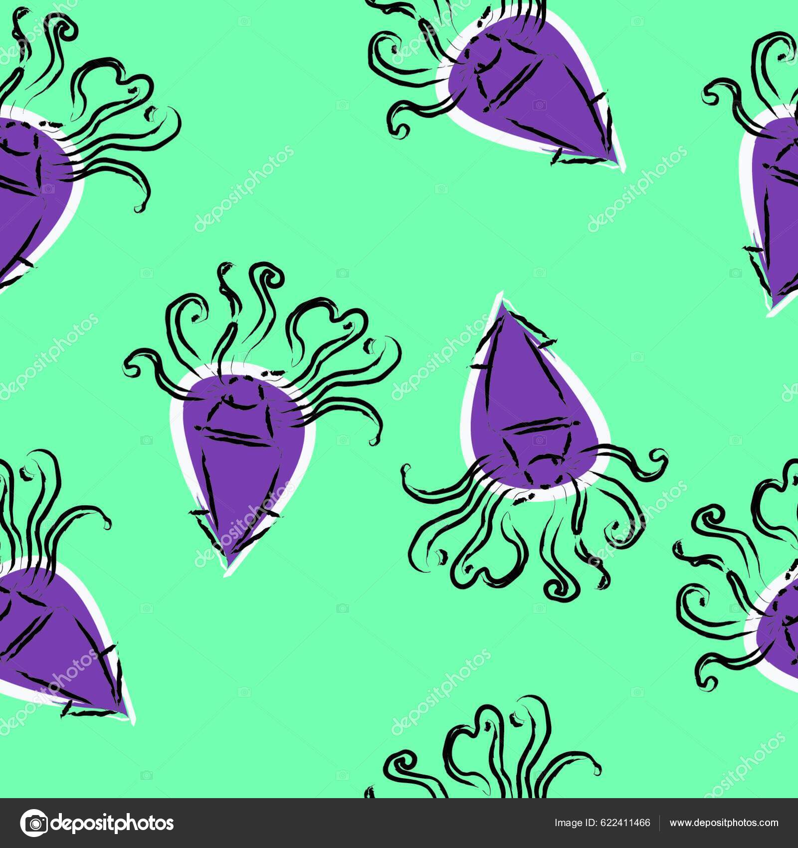 Hand Drawn Style Squids Blue Background Stock Vector by ©YAY_Images ...