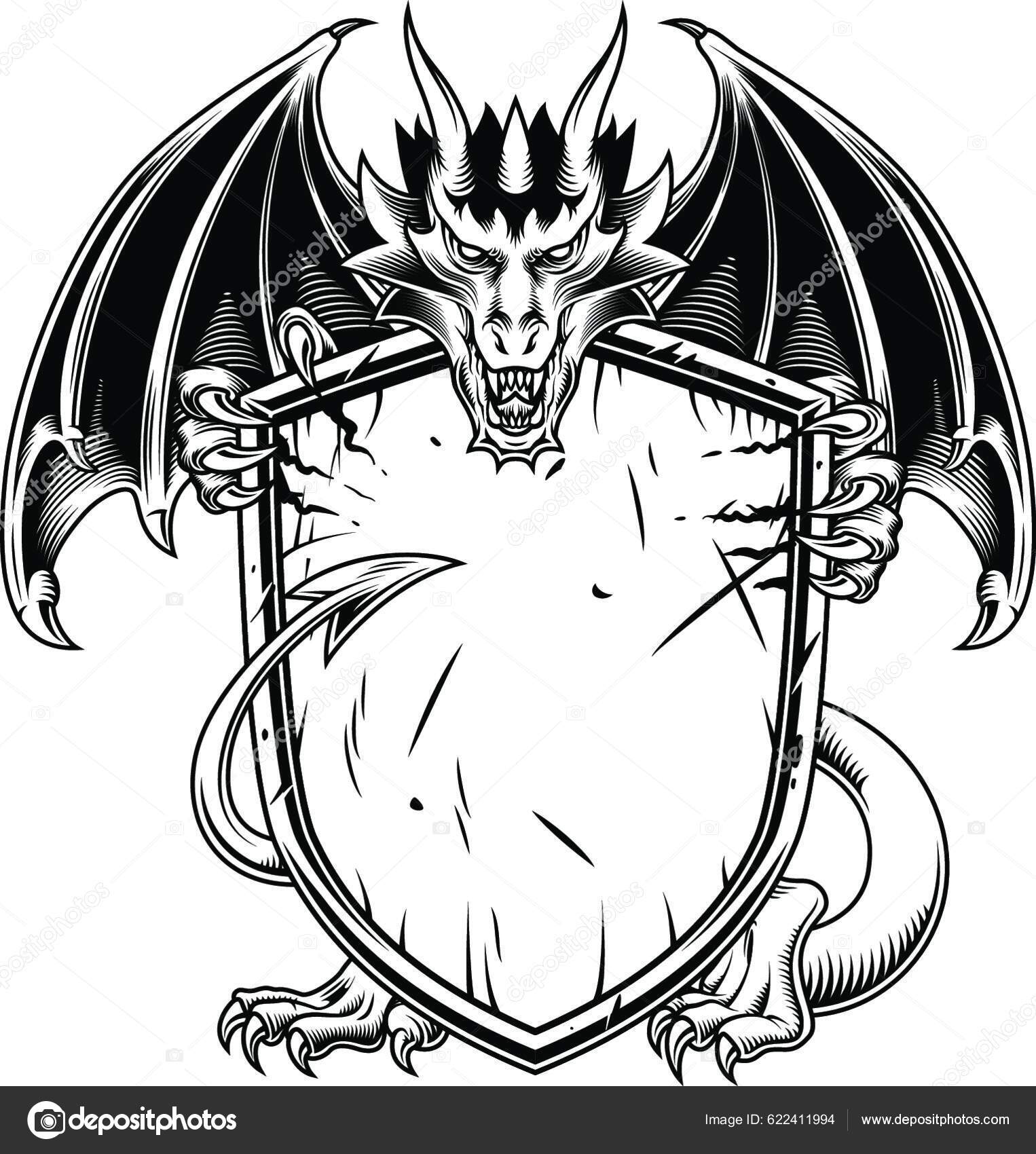 Dragon Shield Vector Illustration Simple Design Stock Vector by ©YAY ...