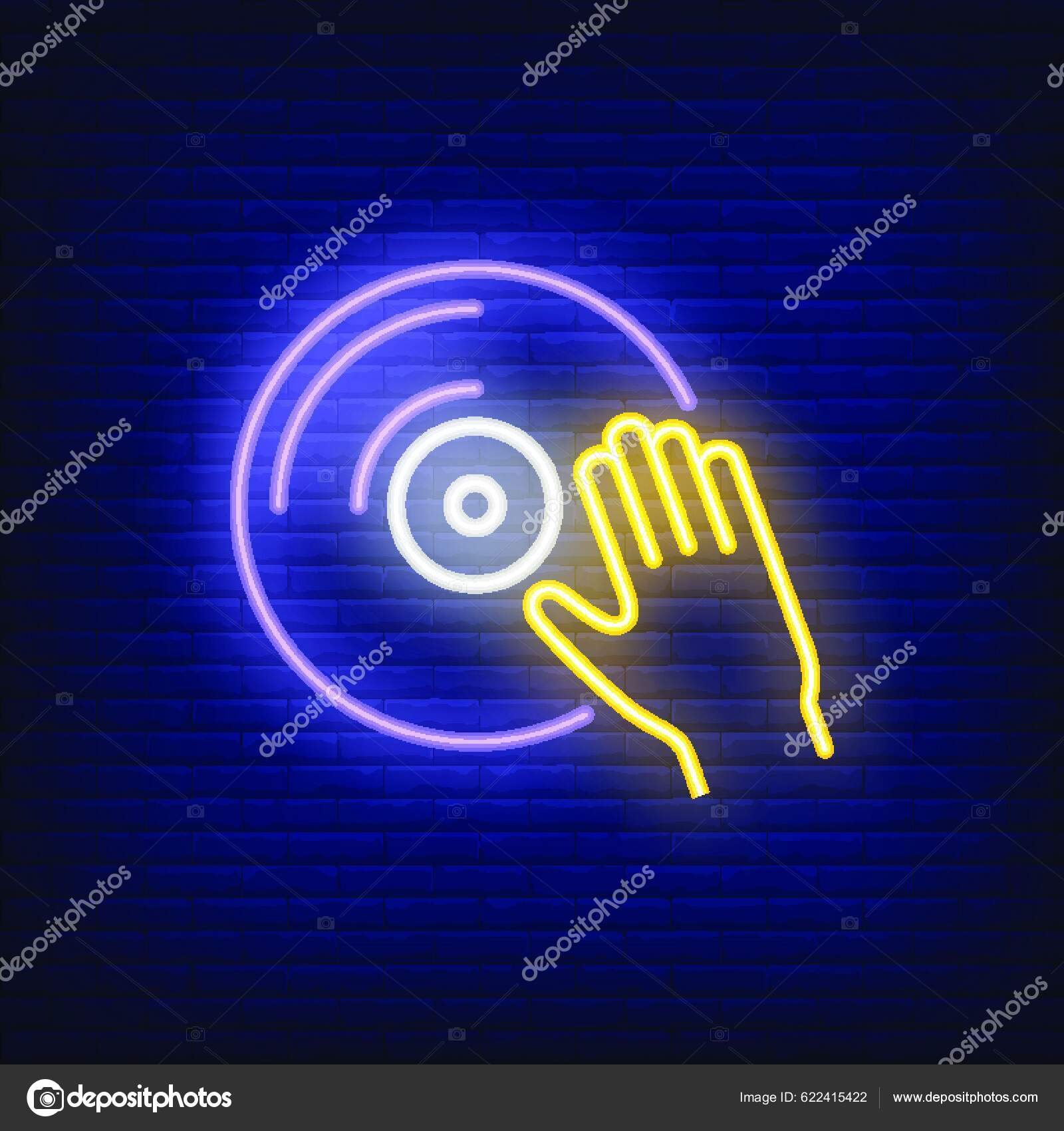 Vinyl Disk Hand Neon Sign Stock Vector by ©YAY_Images 622415422