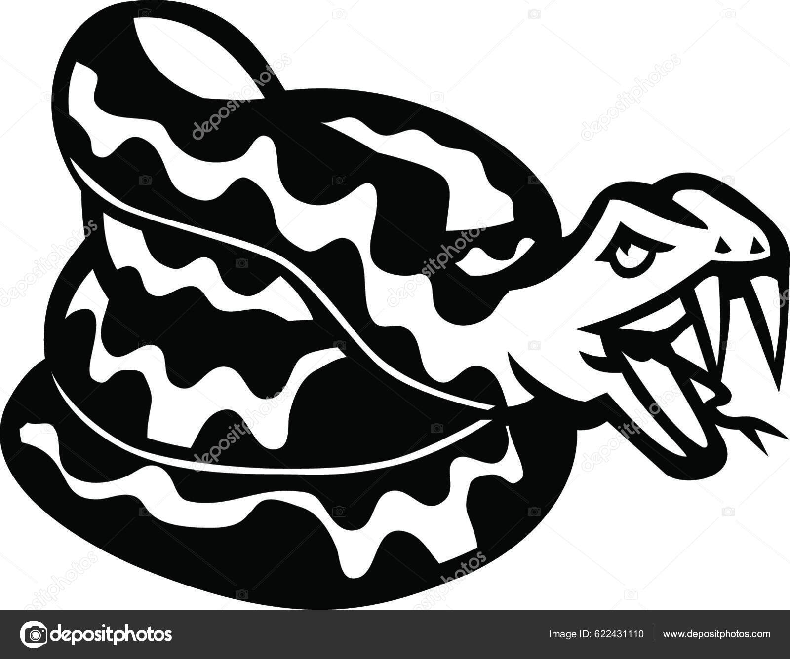 Aggressive Coiled Snake Viper Python Mascot Retro Black White Stock ...