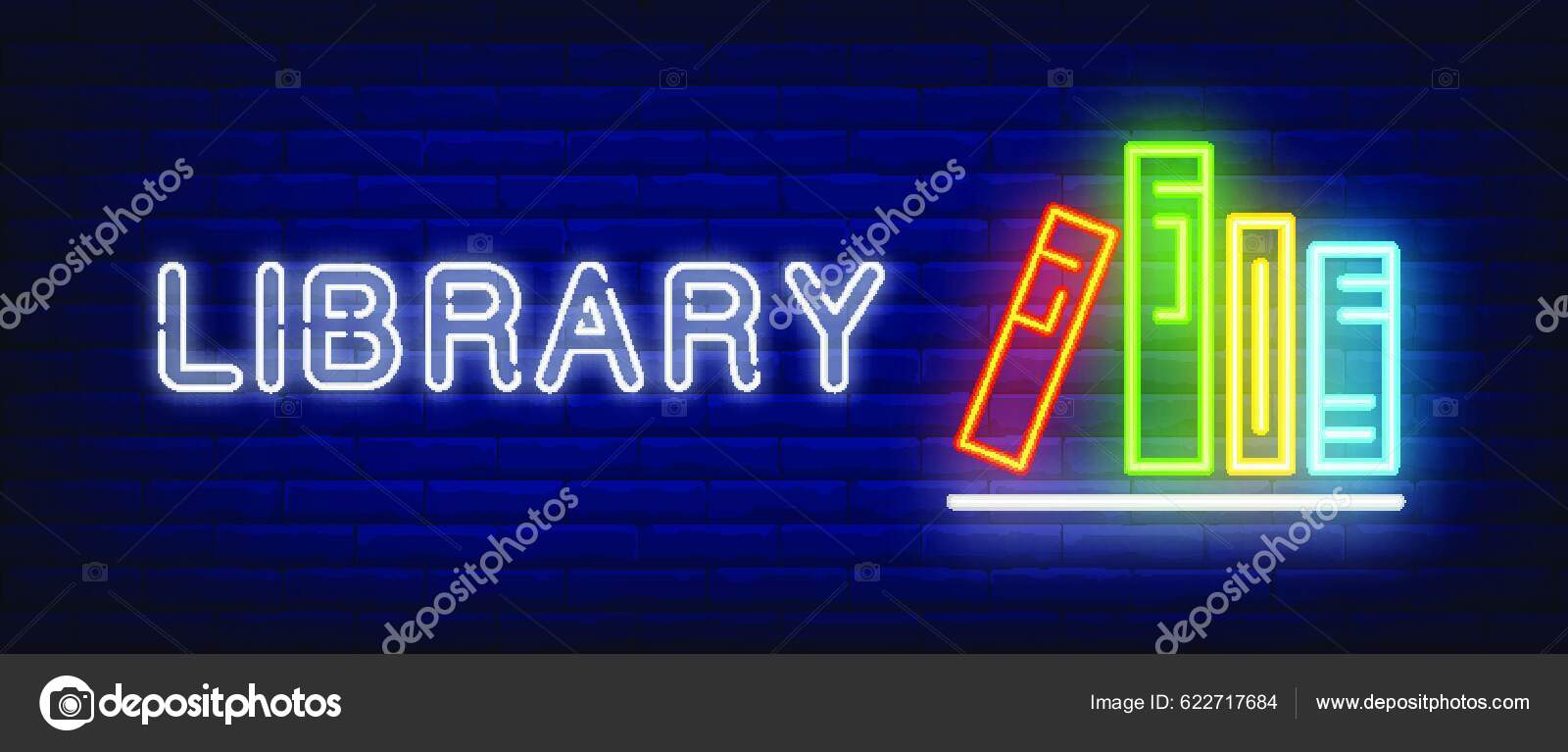 Library Neon Text Books Shelf Stock Vector by ©YAY_Images 622717684