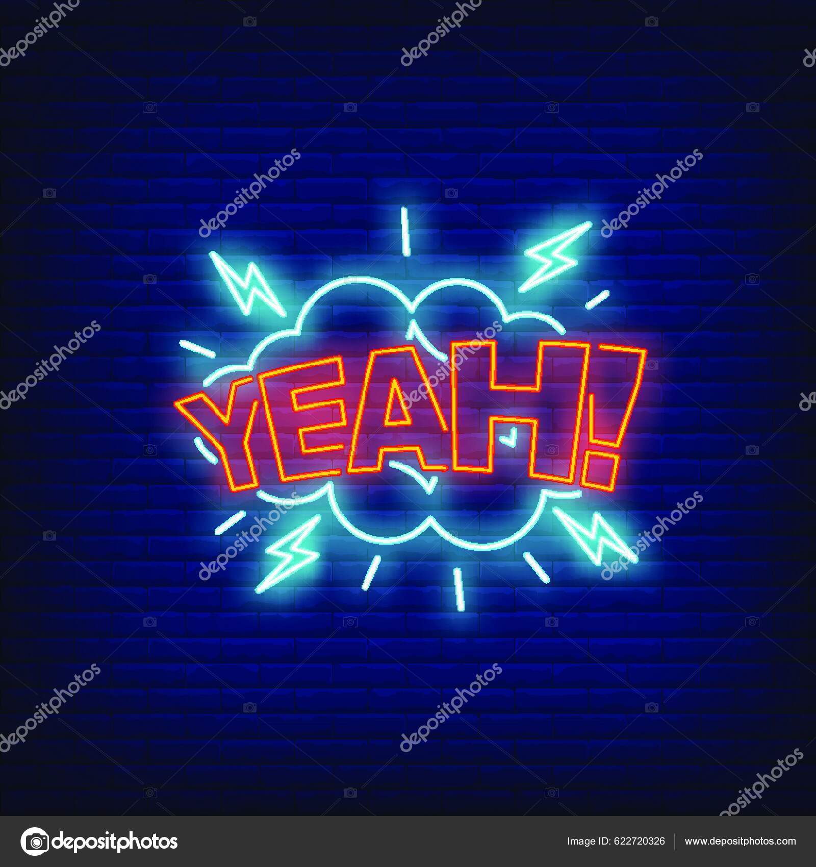 Yeah Lettering Neon Sign Stock Vector by ©YAY_Images 622720326