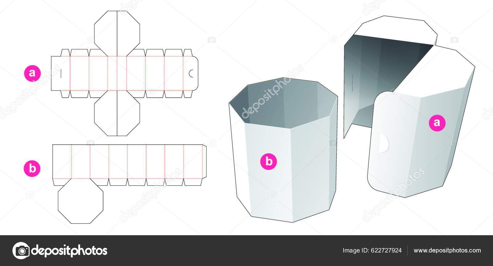 Octagonal Box Flip Cover Die Cut Template Stock Vector by ©YAY_Images ...