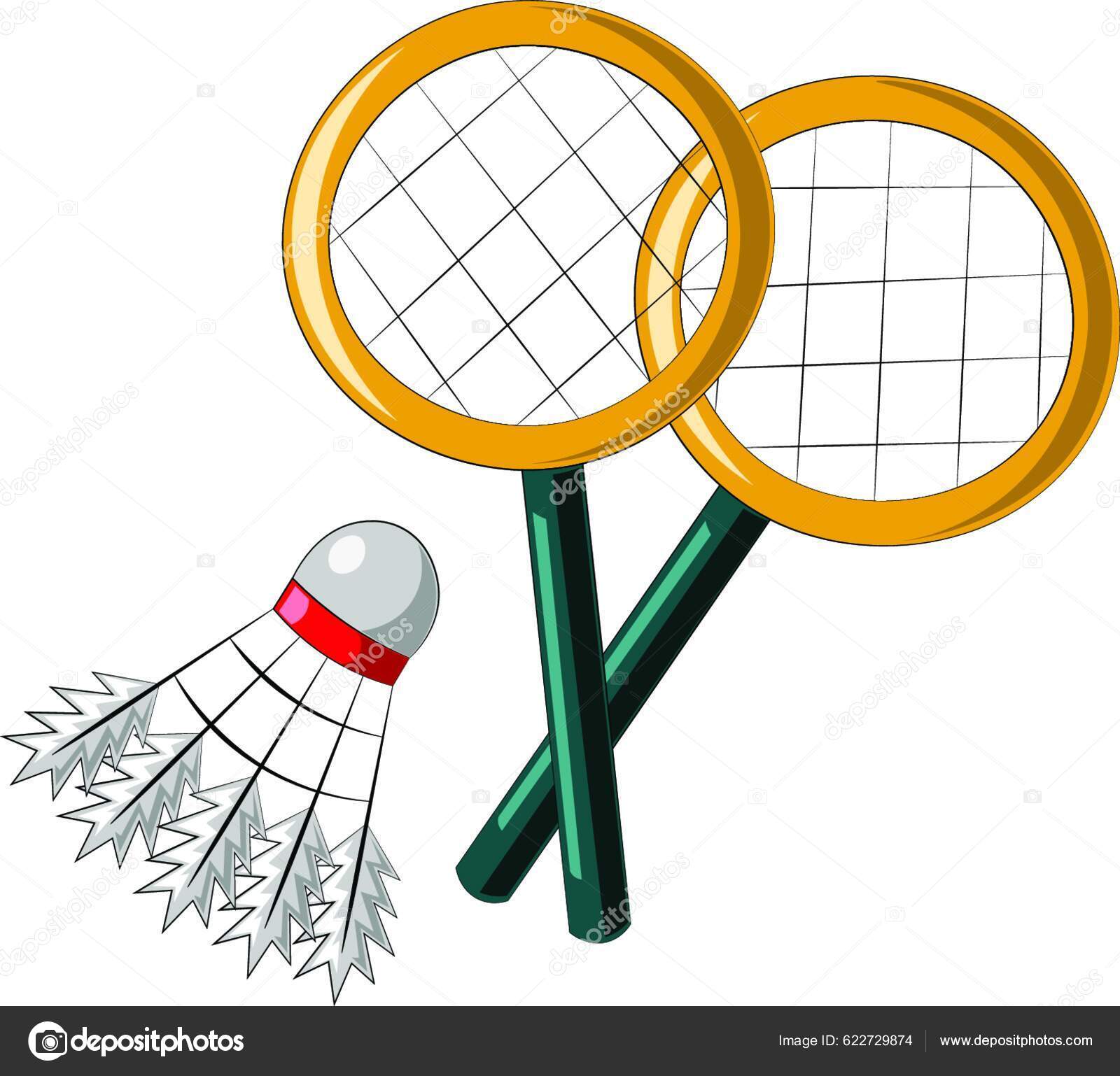 Single Element Shuttlecock Racket Draw Illustration Color Stock Vector ...