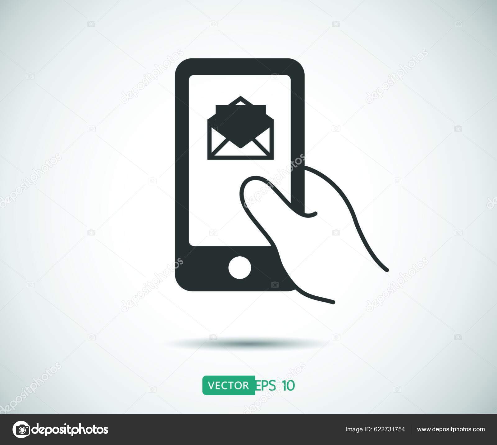 Hand Holding Mobile Phone Flat Design Style Logo Vector Illustration ...