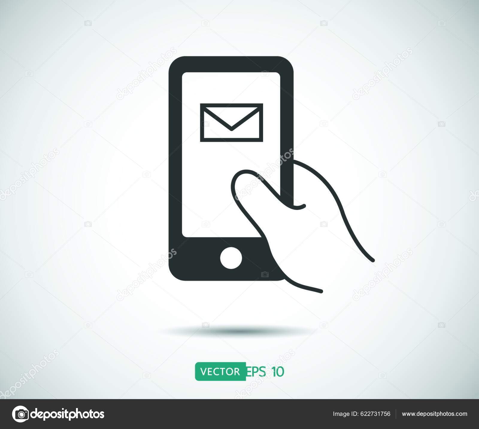 Hand Holding Mobile Phone Flat Design Style Logo Vector Illustration ...
