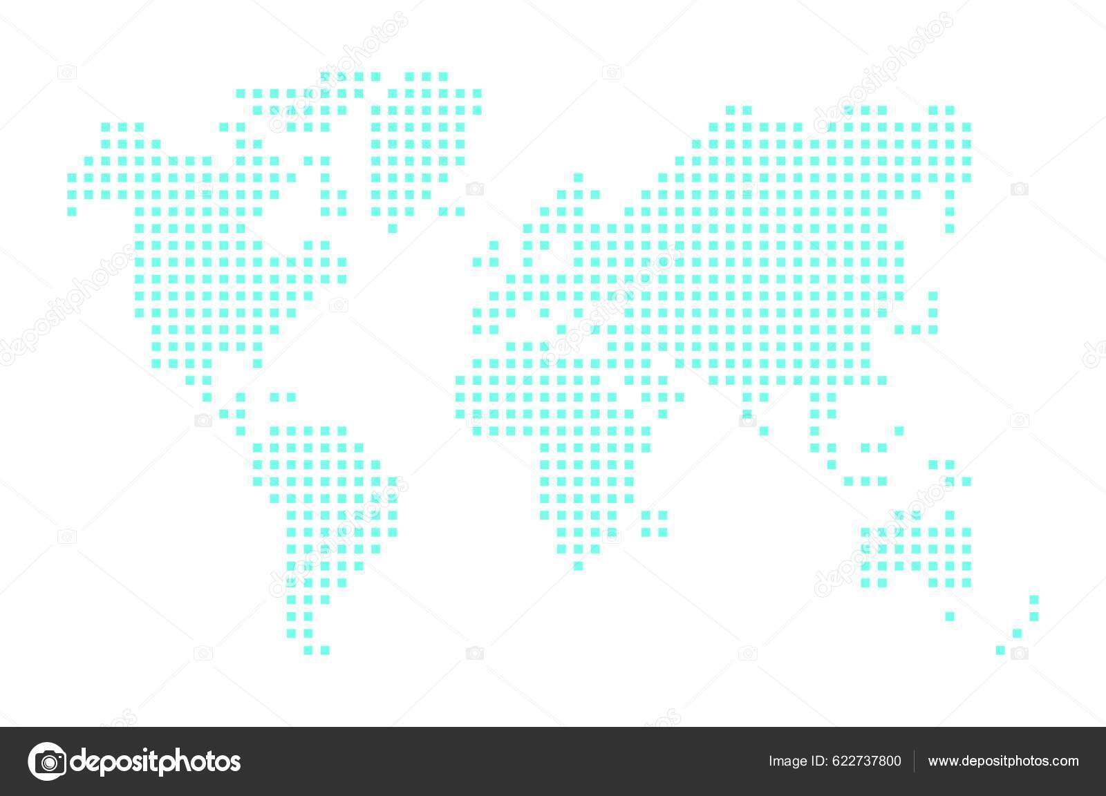 Mapa Del Mundo Simplificado Dibujado Con Puntos Cuadrados Ilustración ...