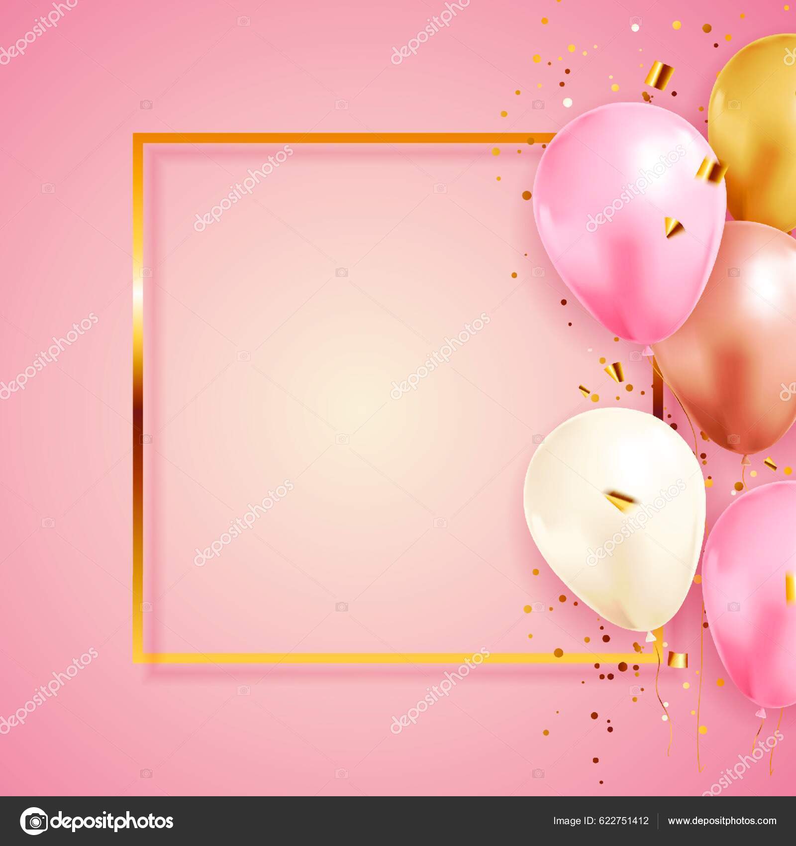 Grattis Födelsedagen Banner Design Med Confetti Och Ballonger För Fest ...