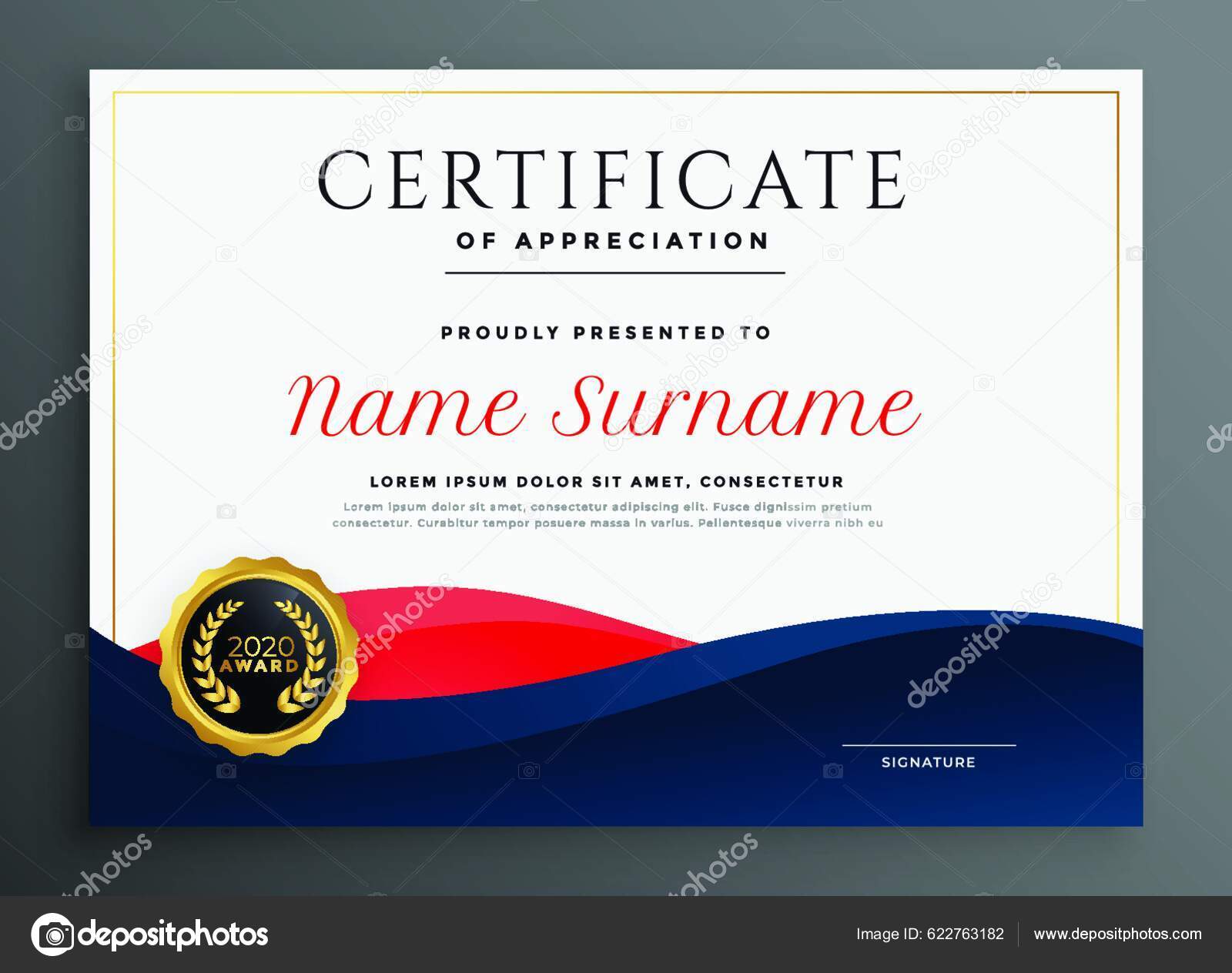 Elegant Blue Red Diploma Certificate Template Design Stock Vector by ...