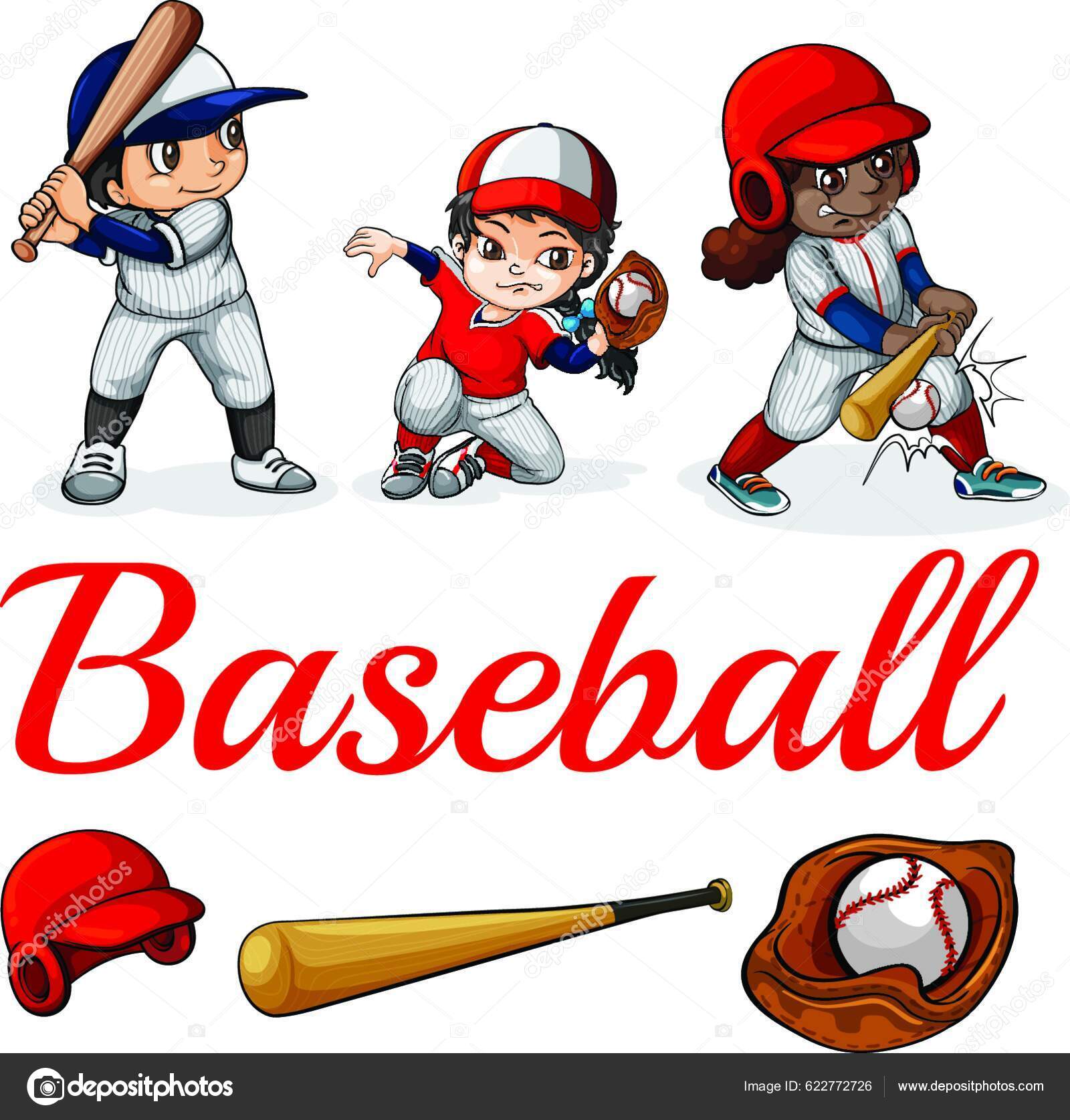 Baseball Players Vector Illustration Stock Vector by ©YAY_Images 622772726
