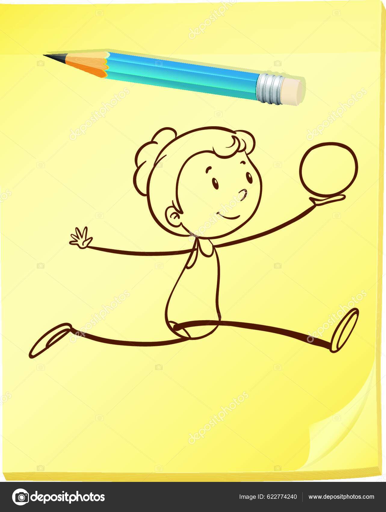 Notepad Girl Pencil Stock Illustration by ©YAY_Images #622774240