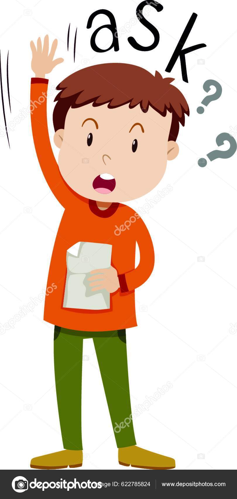 Niño Con Papel Haciendo Preguntas Vector de stock por ©YAY_Images 622785824