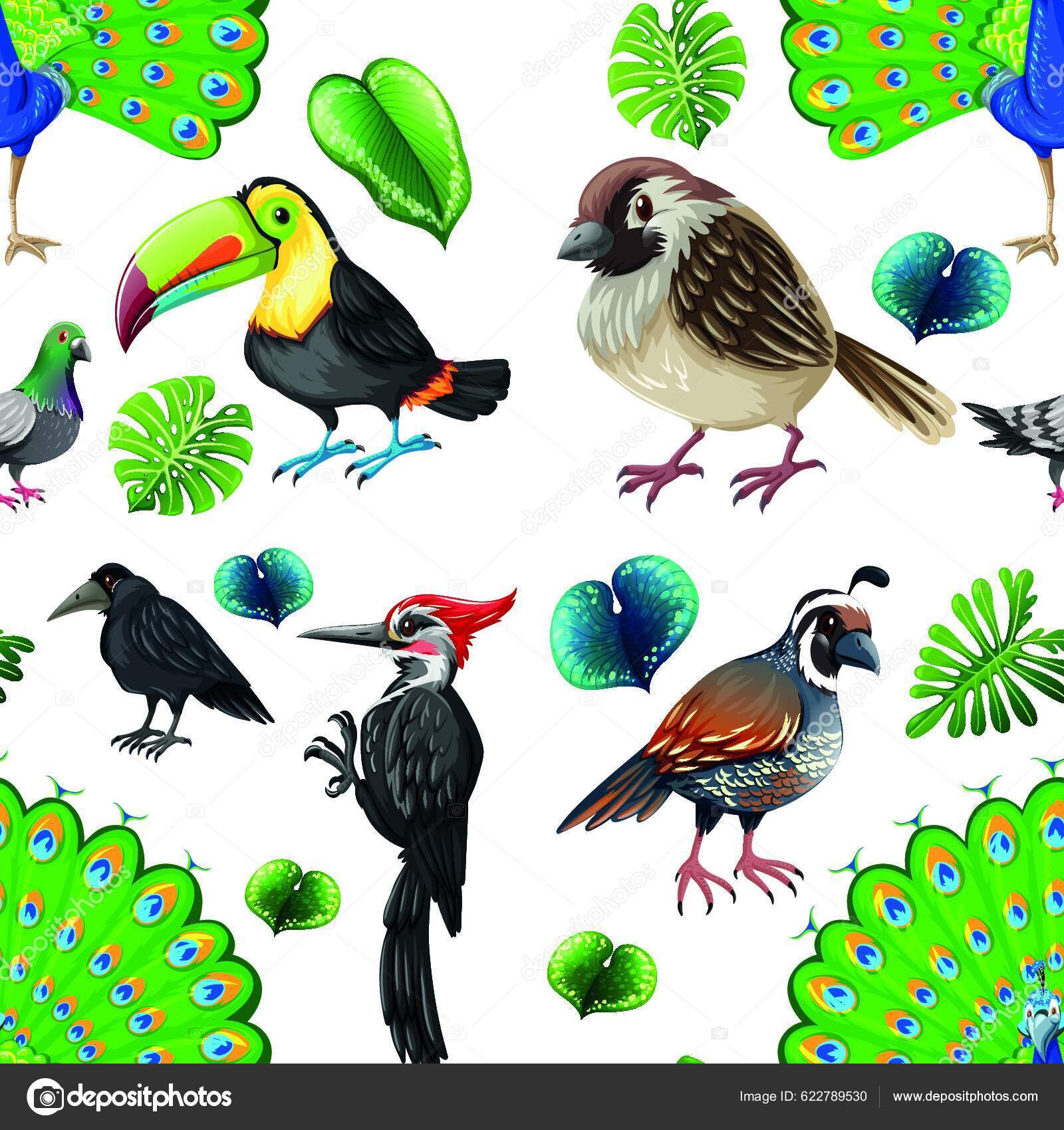 Seamless Background Many Wild Birds Stock Vector by ©YAY_Images 622789530