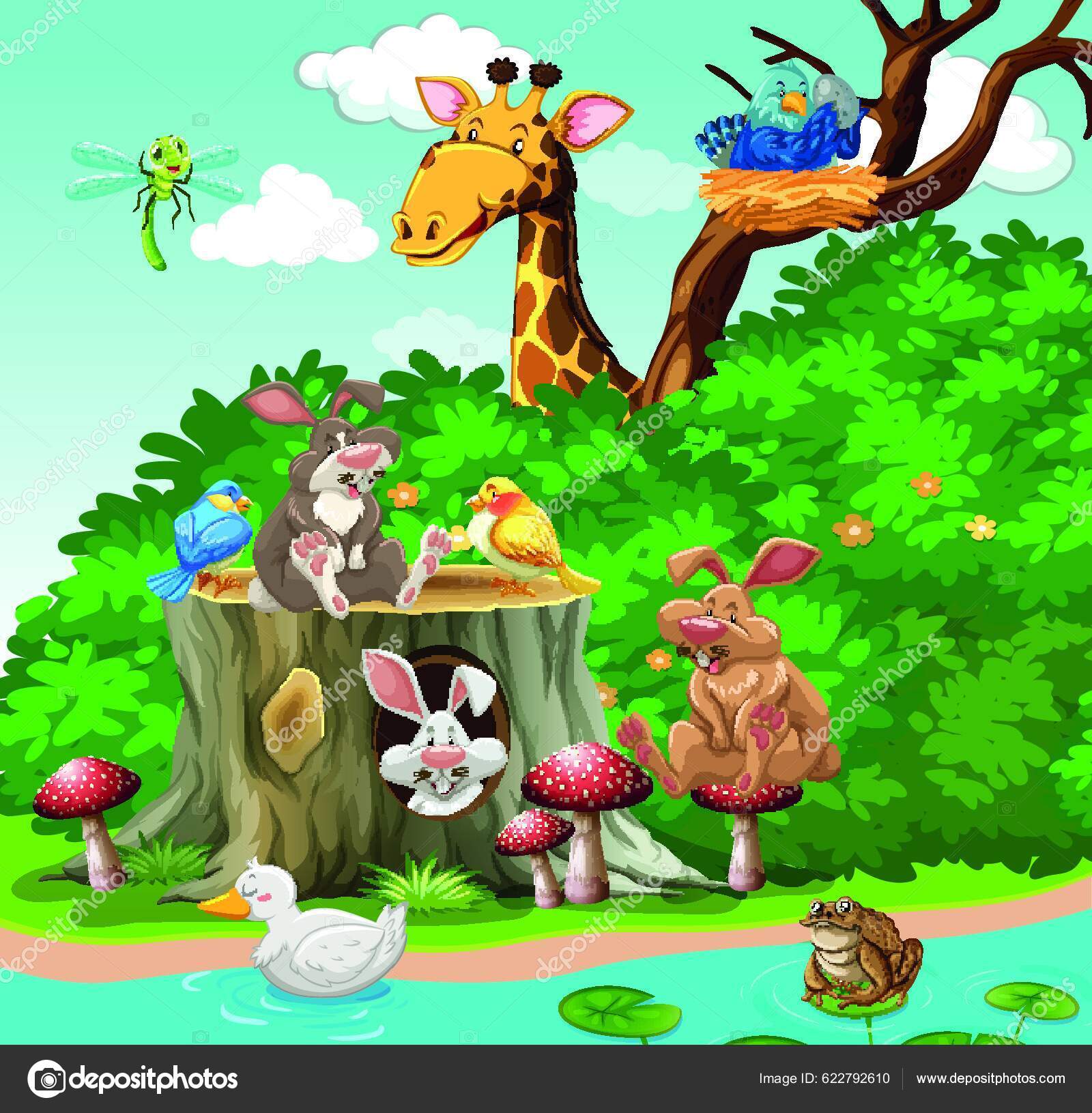 Wild Animals Living Park Stock Illustration by ©YAY_Images #622792610