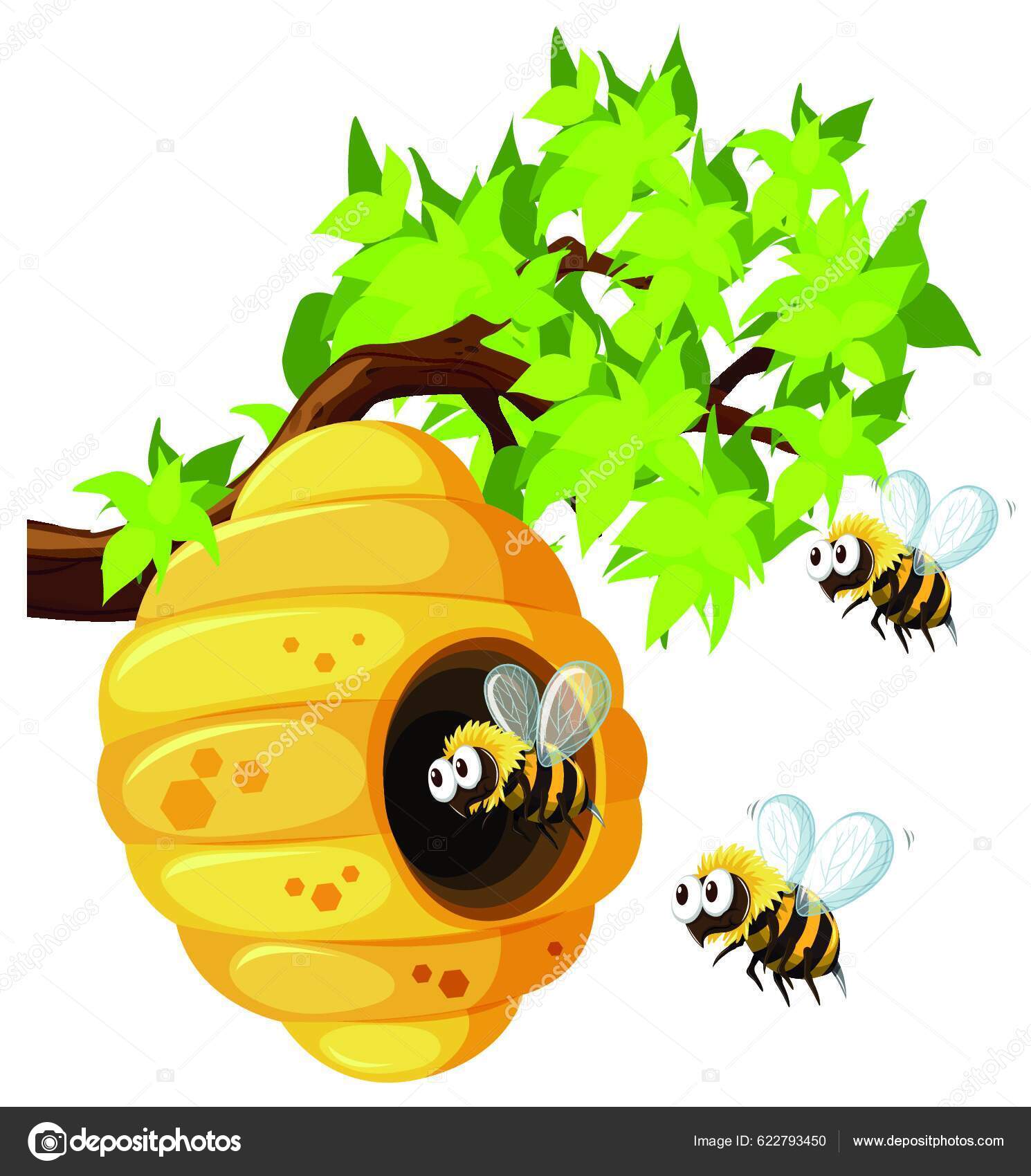 Bees Flying Beehive Stock Vector by ©YAY_Images 622793450