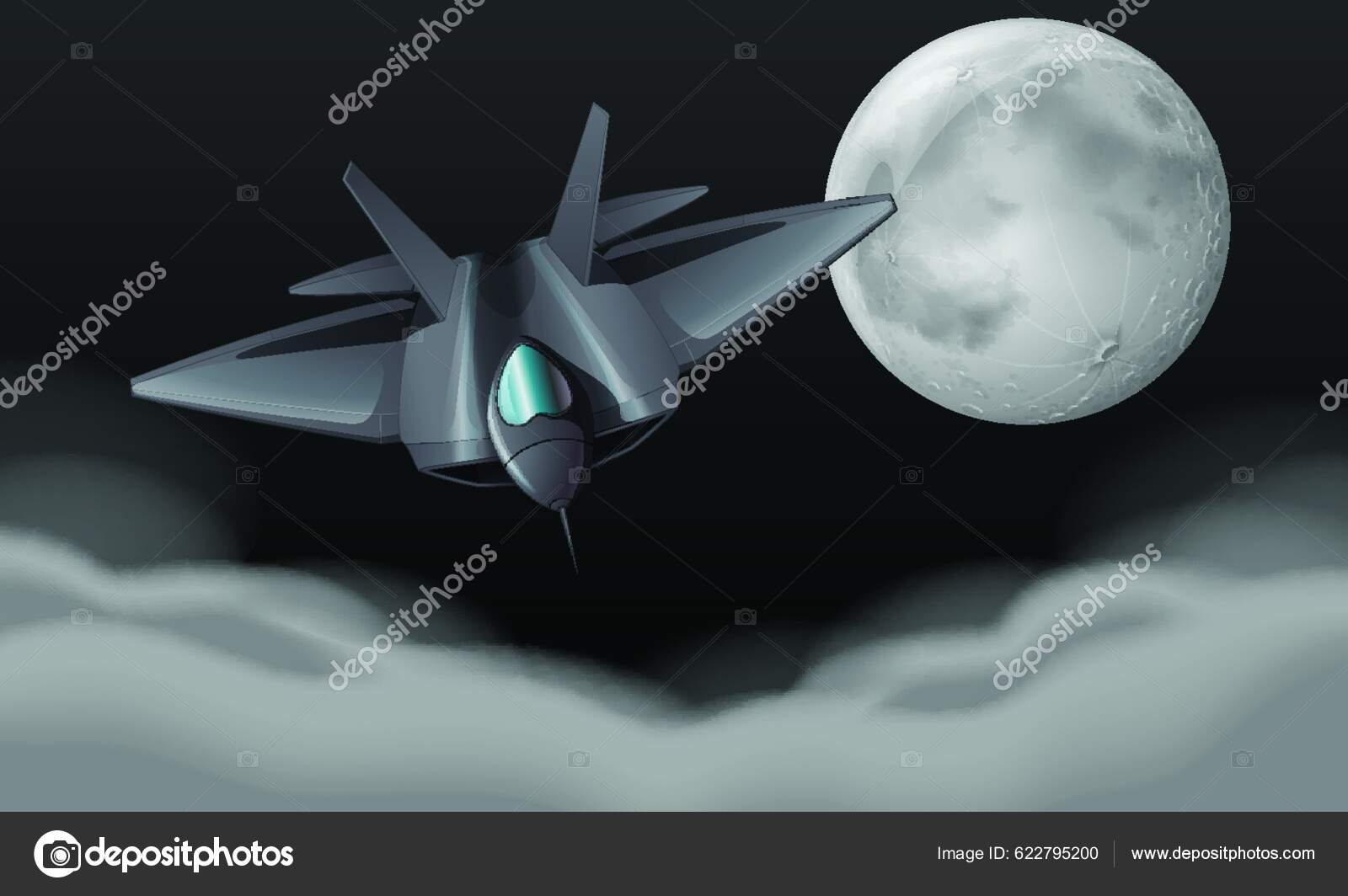Fighting Jet Flying Night Stock Vector by ©YAY_Images 622795200
