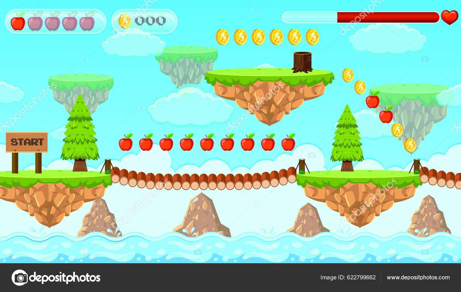 Jumping Game Template Island Scene Stock Vector by ©YAY_Images 622799662