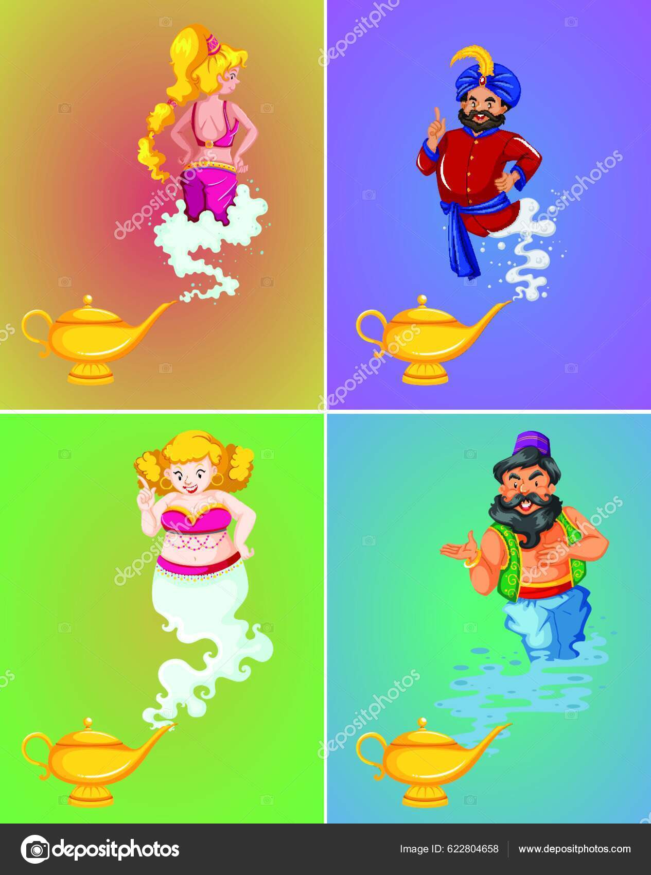 Ginnies Coming Out Golden Lamp Stock Vector By ©yay Images 622804658