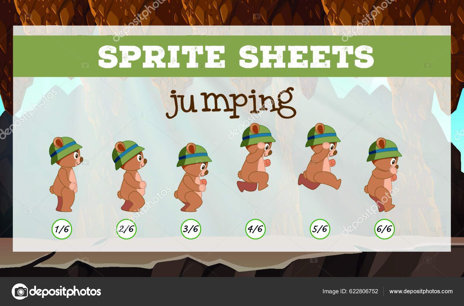 Sprite Sheets Jumping Template图库矢量图作者：© YAY_Images 622806752