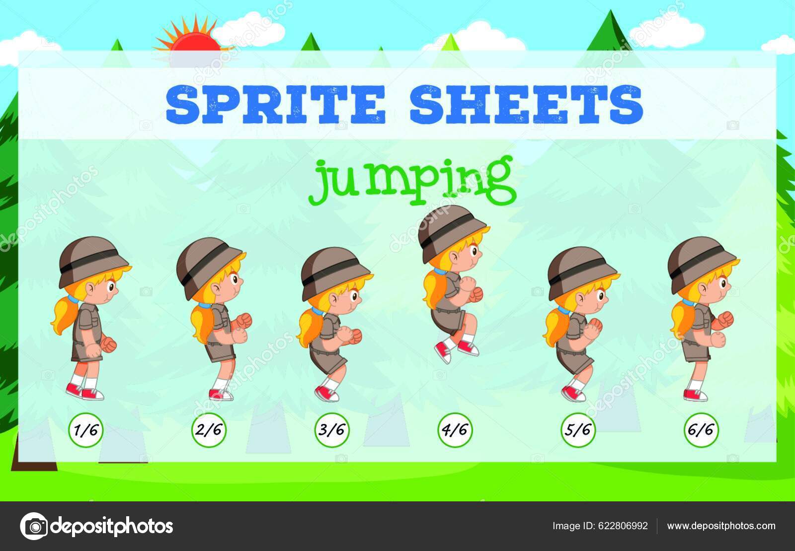 Sprite Sheet Girl Jumping 图库矢量图©YAY_Images 622806992