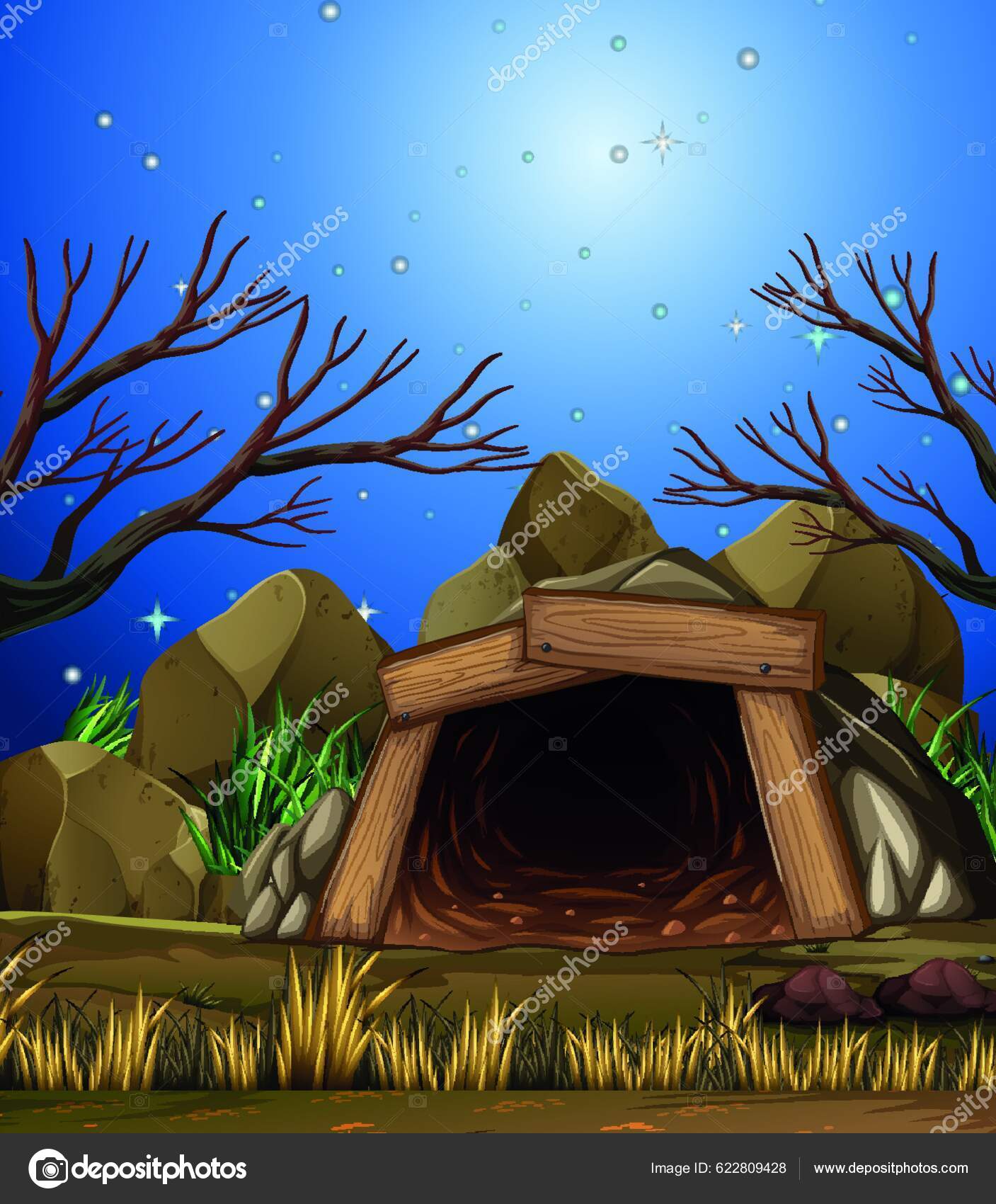 Mining Cave Night Stock Vector by ©YAY_Images 622809428