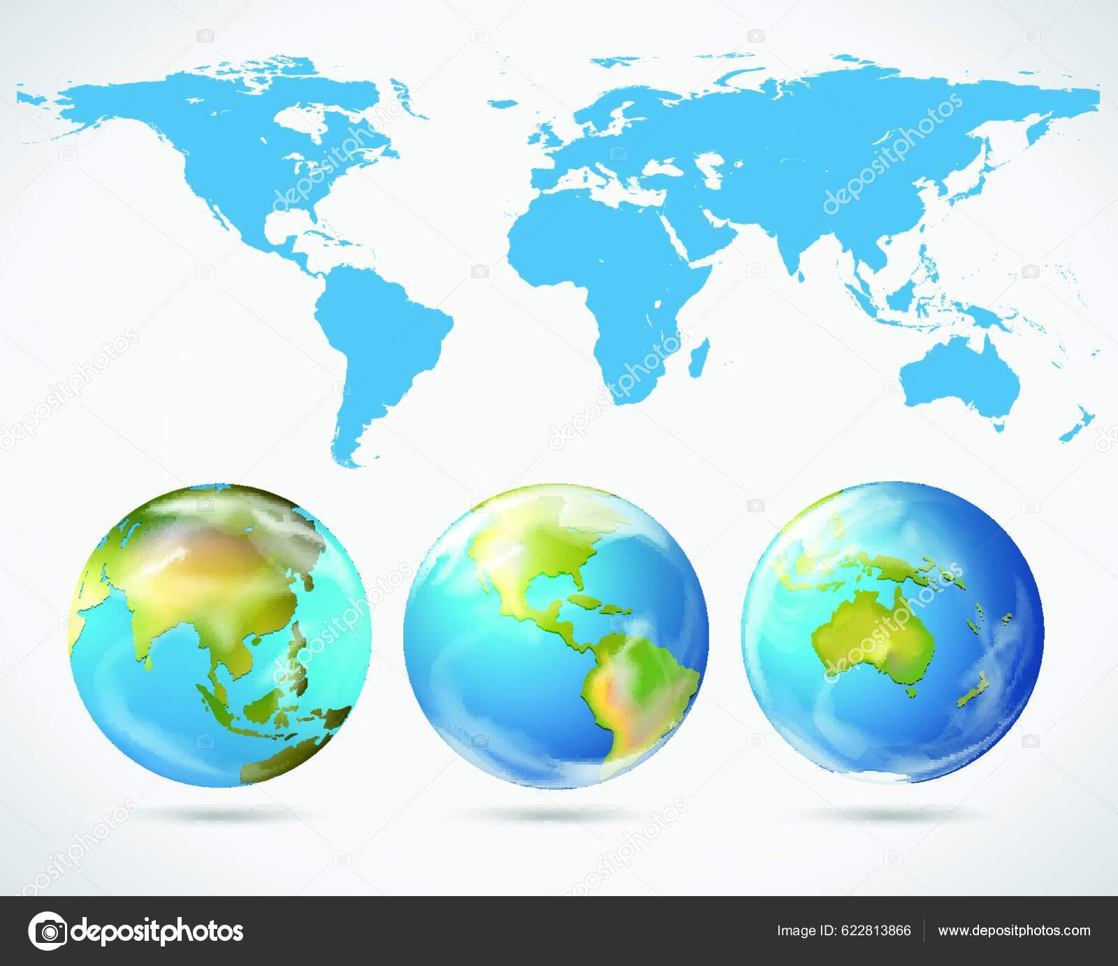 Mapa Del Mundo Diferentes Partes Del Mundo Vector de stock por ©YAY ...