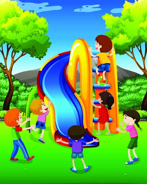 Children Playing Slide Park Stock Vector by ©YAY_Images 622790660