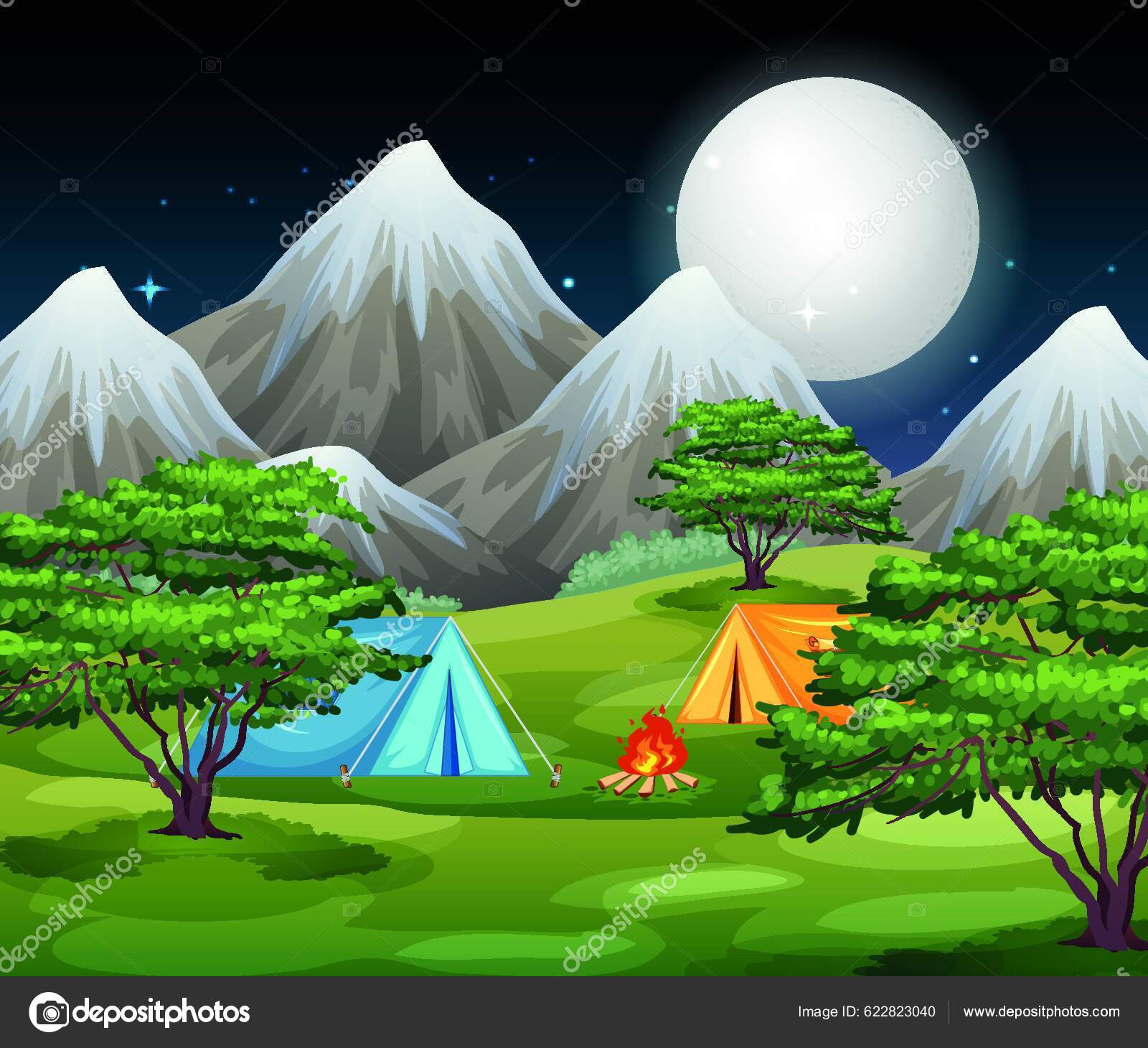 Camping Nature Scene Stock Vector by ©YAY_Images 622823040