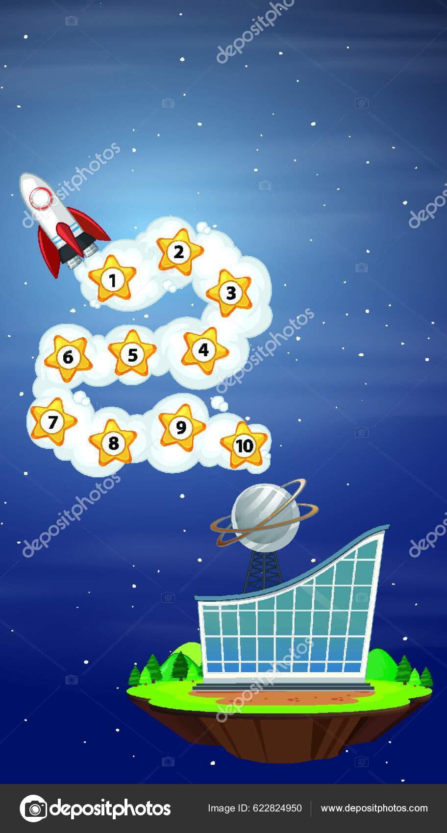 Game Template Spaceship Numbers Sky Stock Vector Image by ©YAY_Images ...
