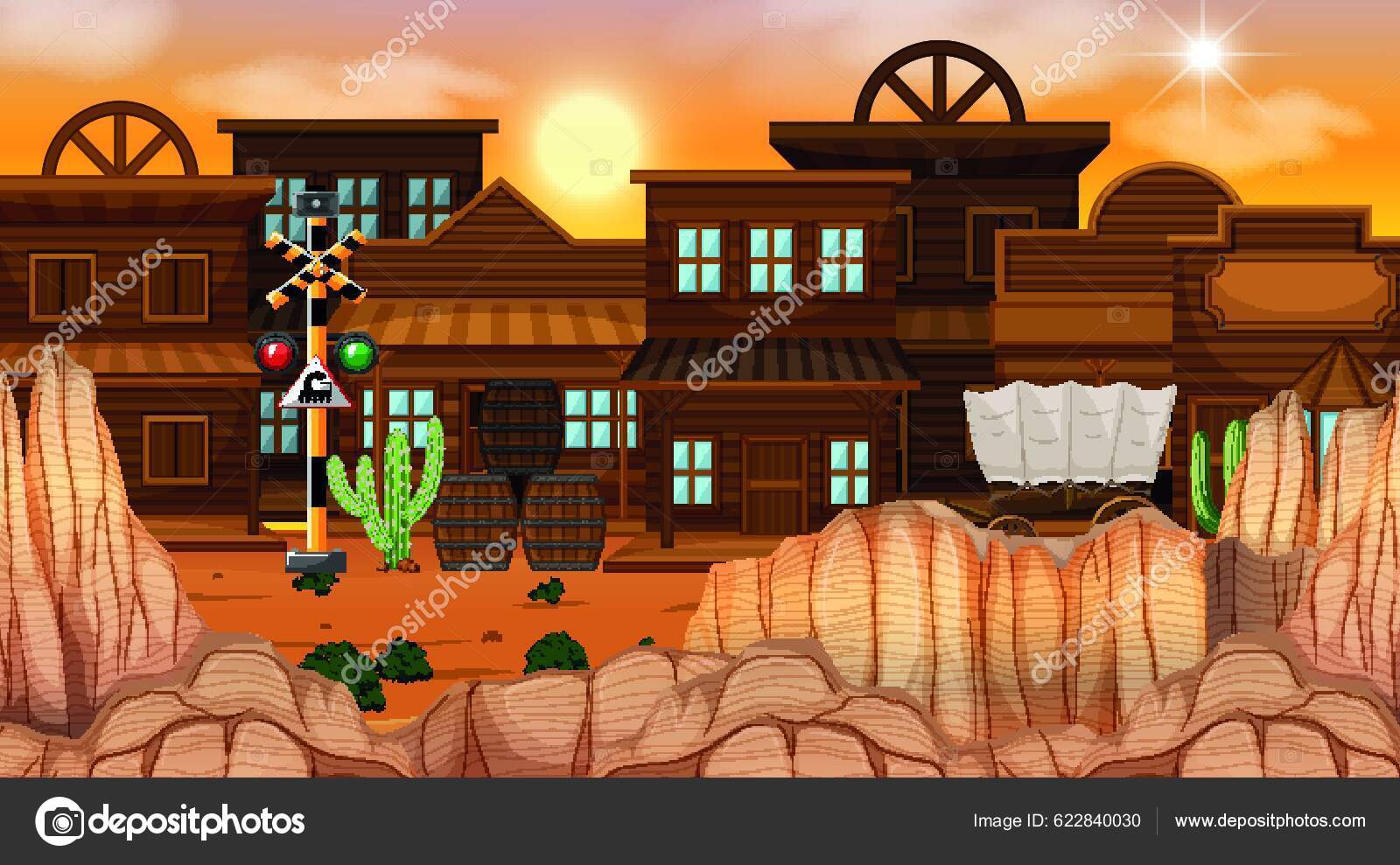 Western Desert Themed Scene Nature Stock Vector by ©YAY_Images 622840030