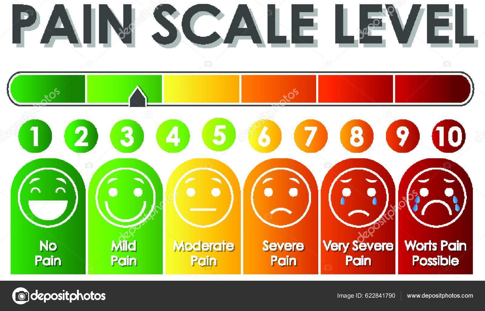 Diagrama Que Muestra Nivel Escala Dolor Con Diferentes Colores Vector ...