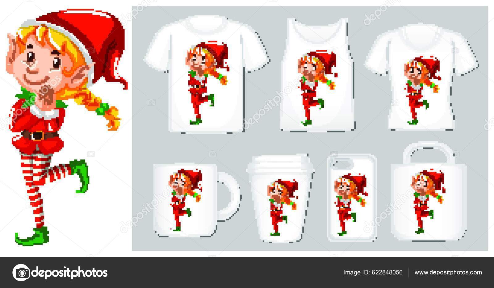 Tema Natal Dengan Elf Pada Templat Produk Vektor Stok oleh ©YAY_Images ...