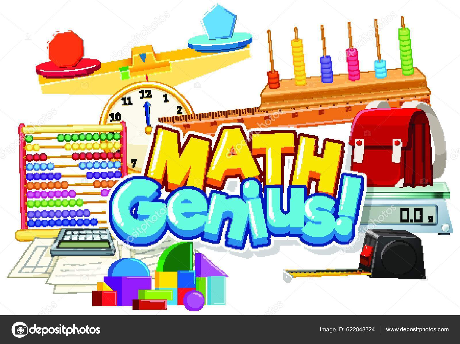 Font Design Word Math Genius Many School Items Stock Vector by ©YAY ...