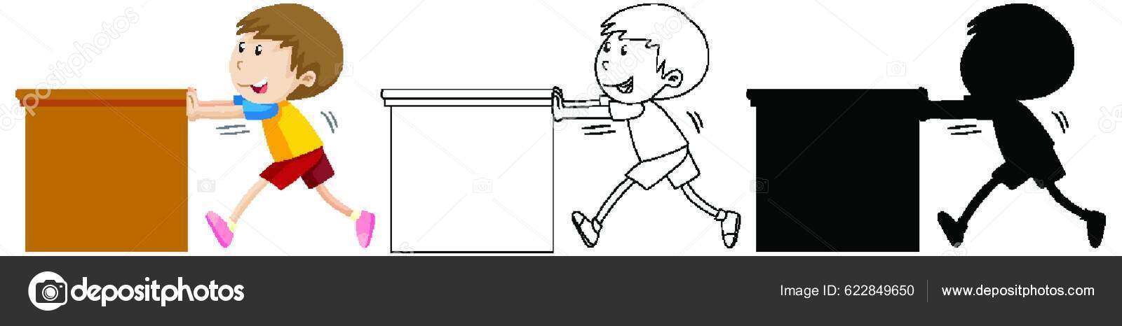 Boy Pushing Table Color Outline Silhouette Vector de stock por ©YAY ...