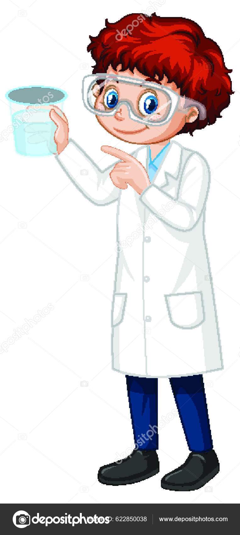 Chlapec Kreslený Postava Sobě Laboratorní Plášť Stock Vector od © YAY ...