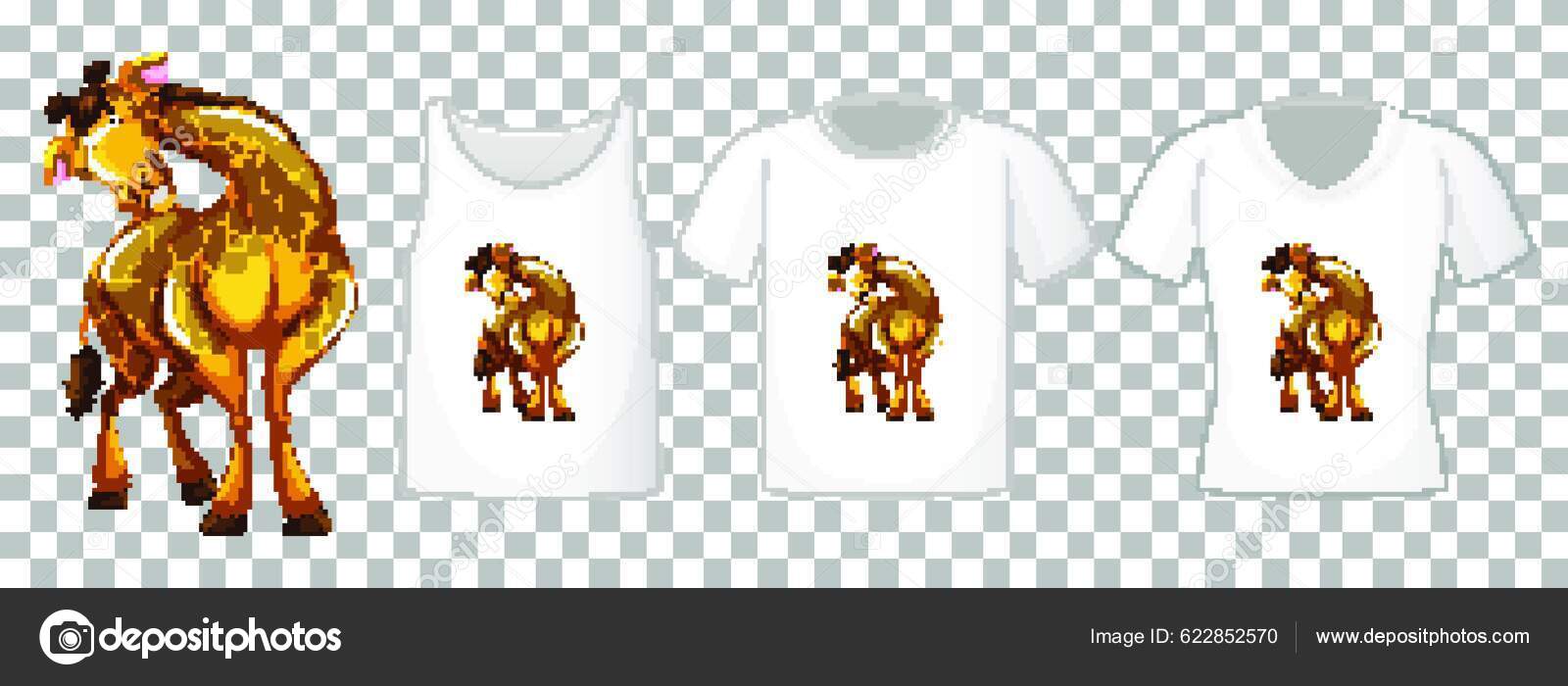 Giraffe Stand Position Cartoon Character Many Types Shirts Transparent ...