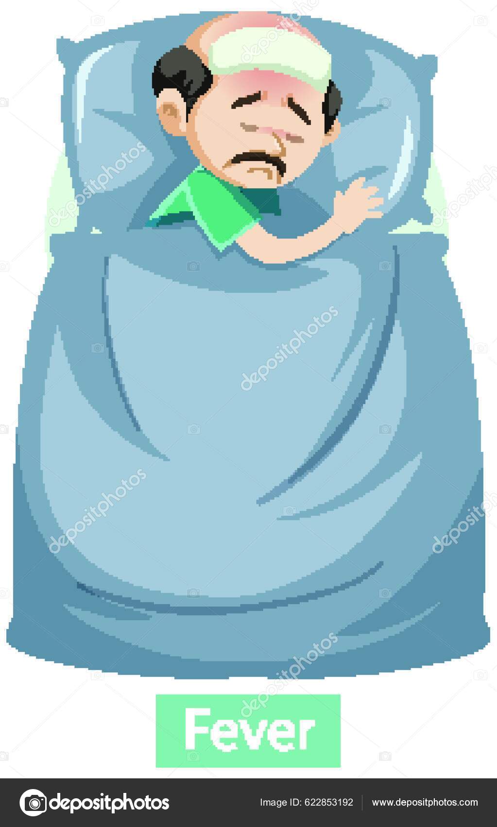 Personaje Dibujos Animados Con Síntomas Fiebre Vector de stock ...