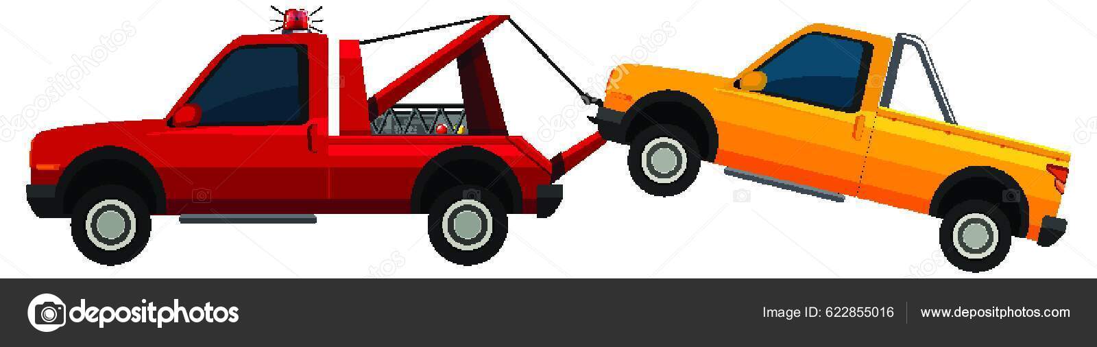 Tow Truck Pulling Yellow Car White Background Stock Vector Image by ...